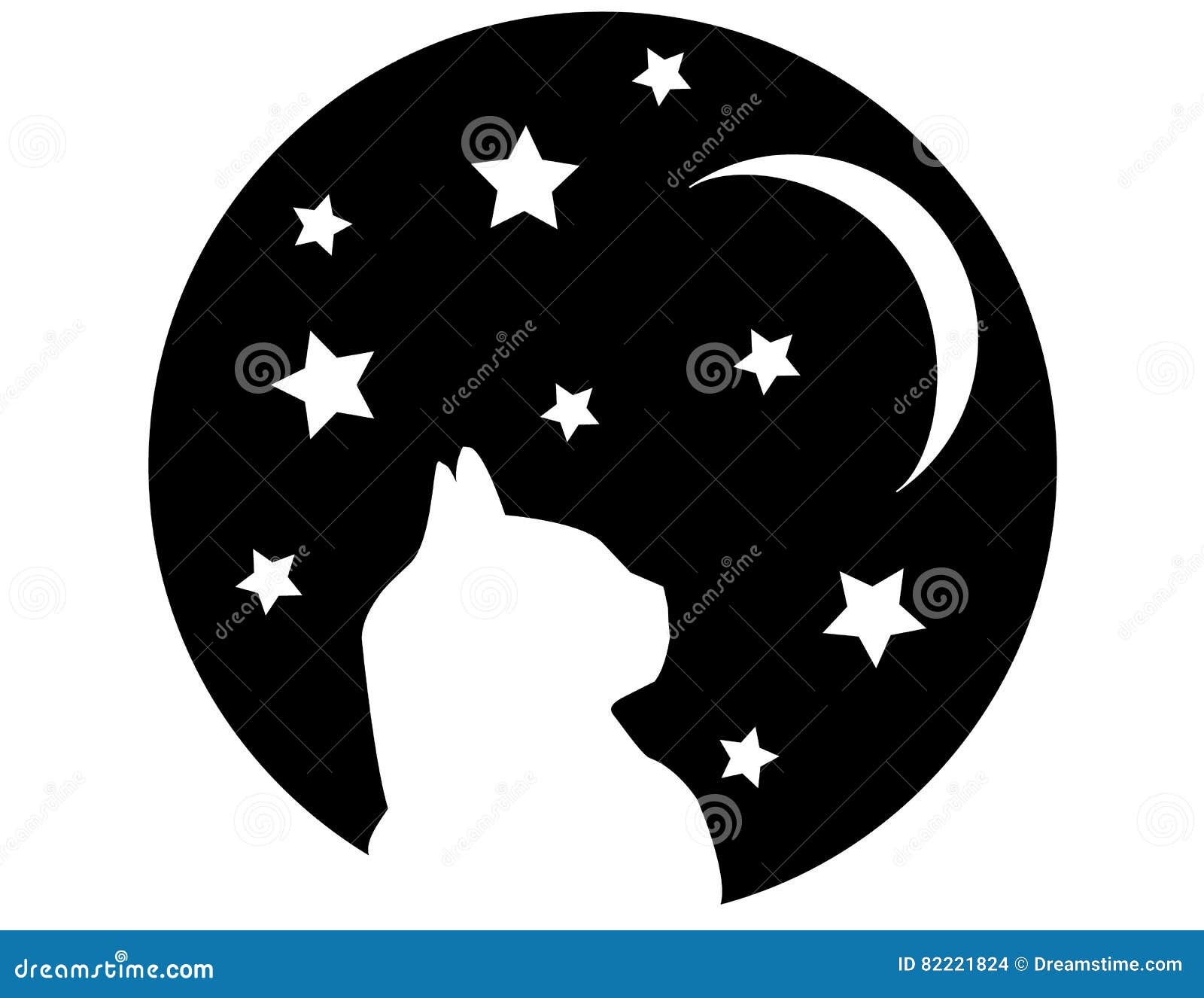 Moon and Stars Cat stock vector. Illustration of cats - 82221824