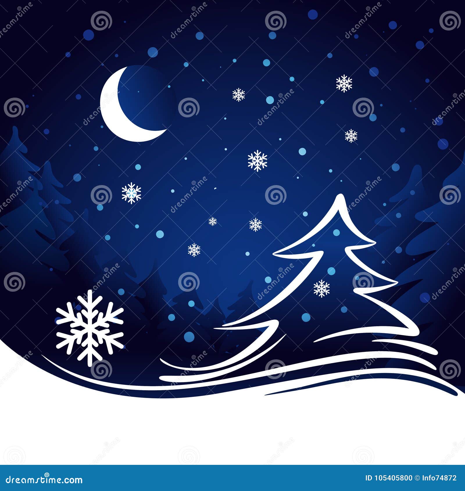 Moon and Stars Christmas Background Stock Illustration - Illustration ...