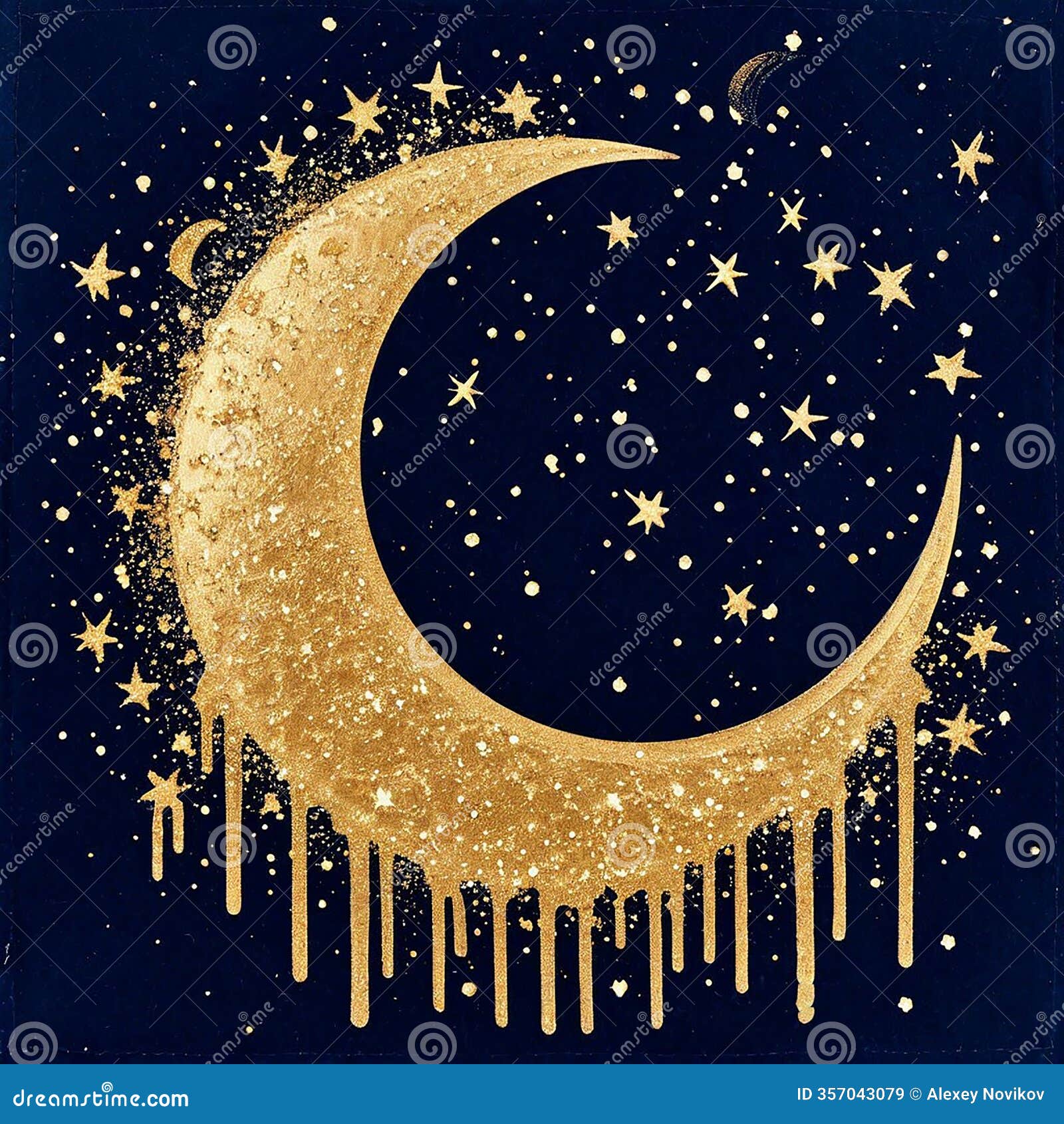 Moon and stars - drawing stock illustration. Illustration of moon ...