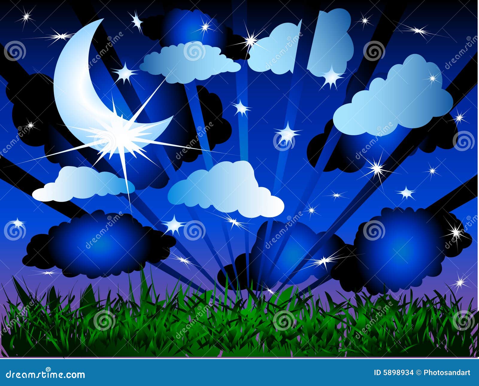Moon and Stars Frame Background Stock Illustration - Illustration of ...