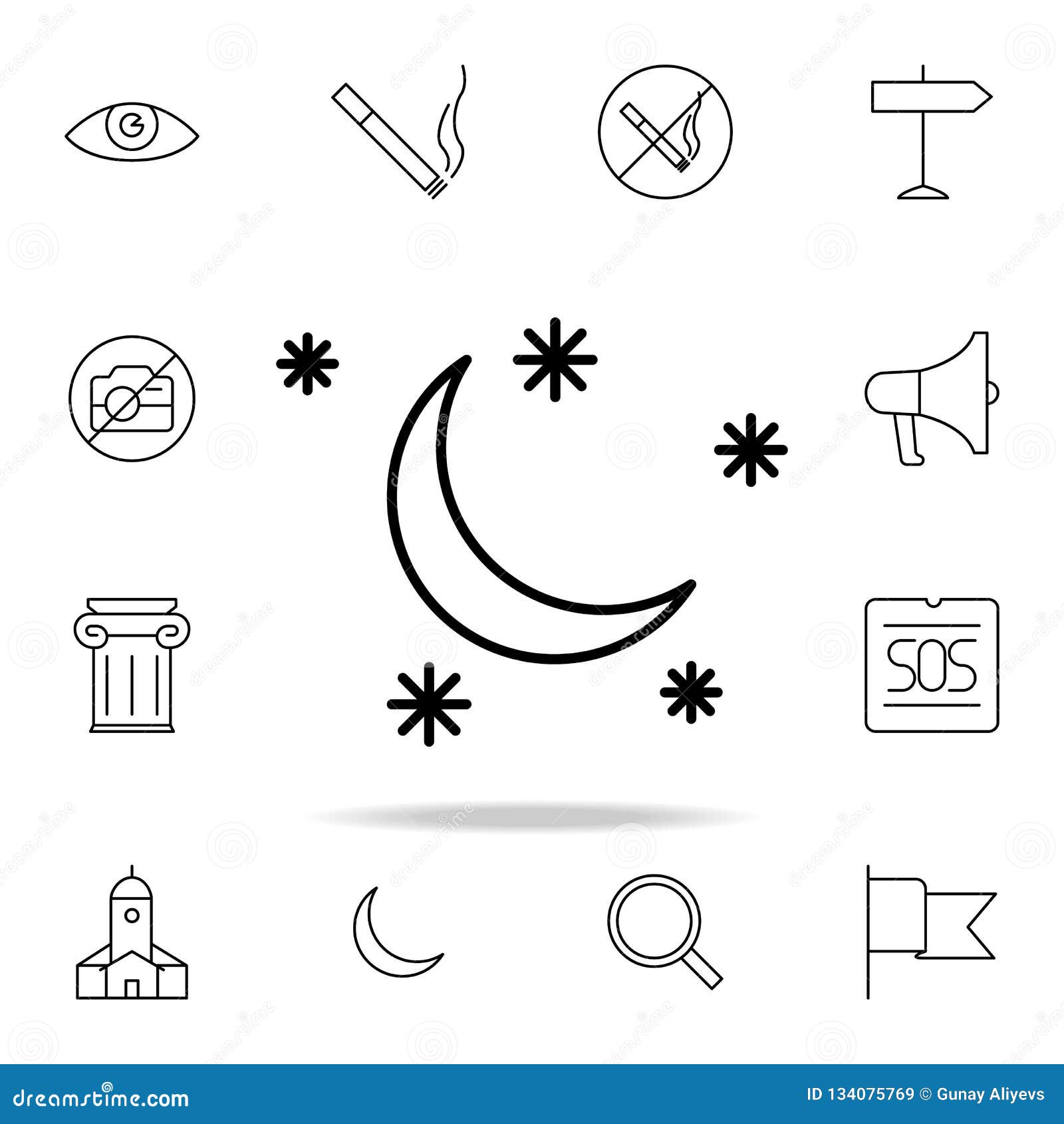 Moon with Stars Icon. Element of Simple Icon for Websites, Web Design ...