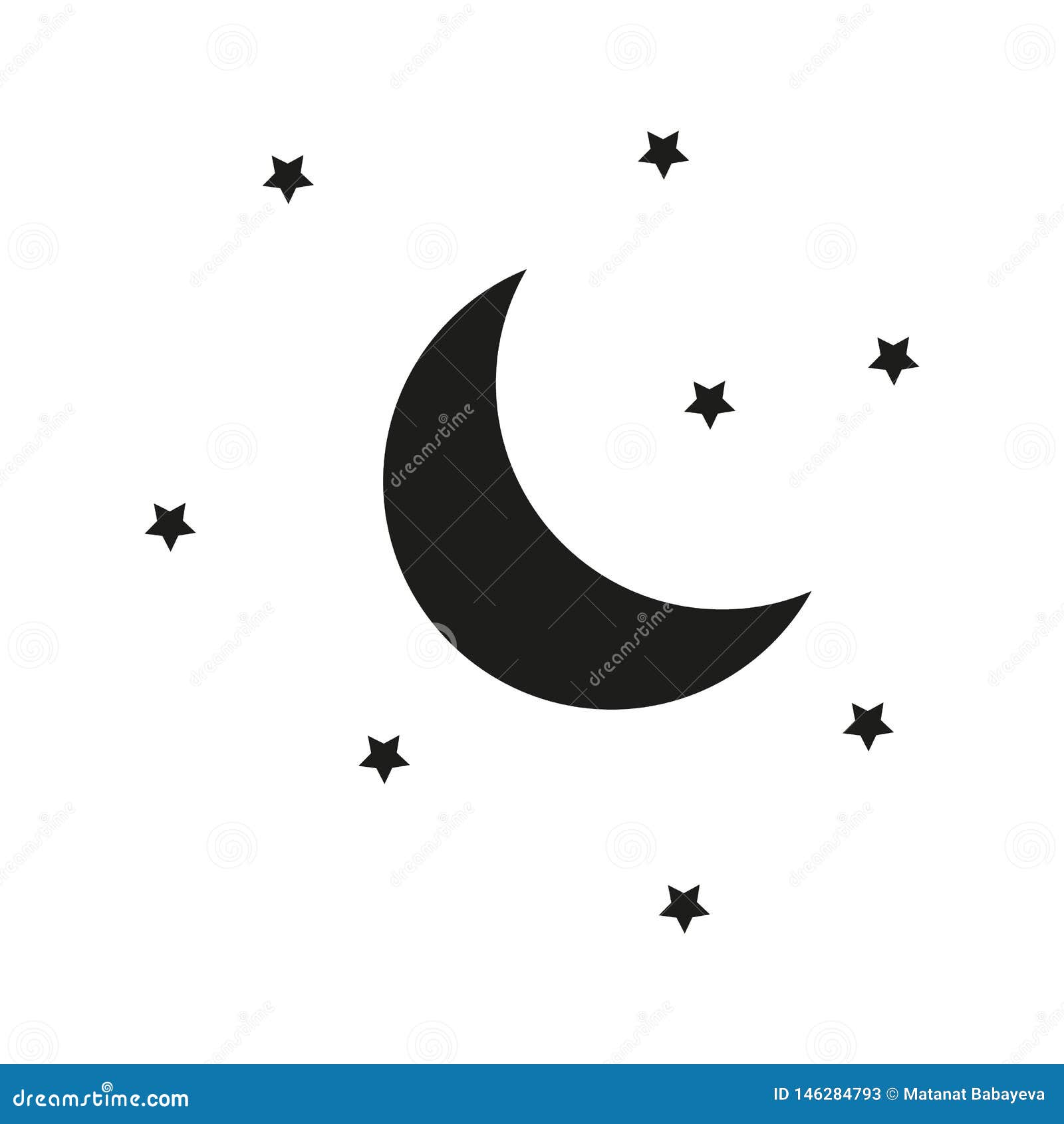 Moon and Stars Icon. Minimal Vector Illustration Stock Vector ...