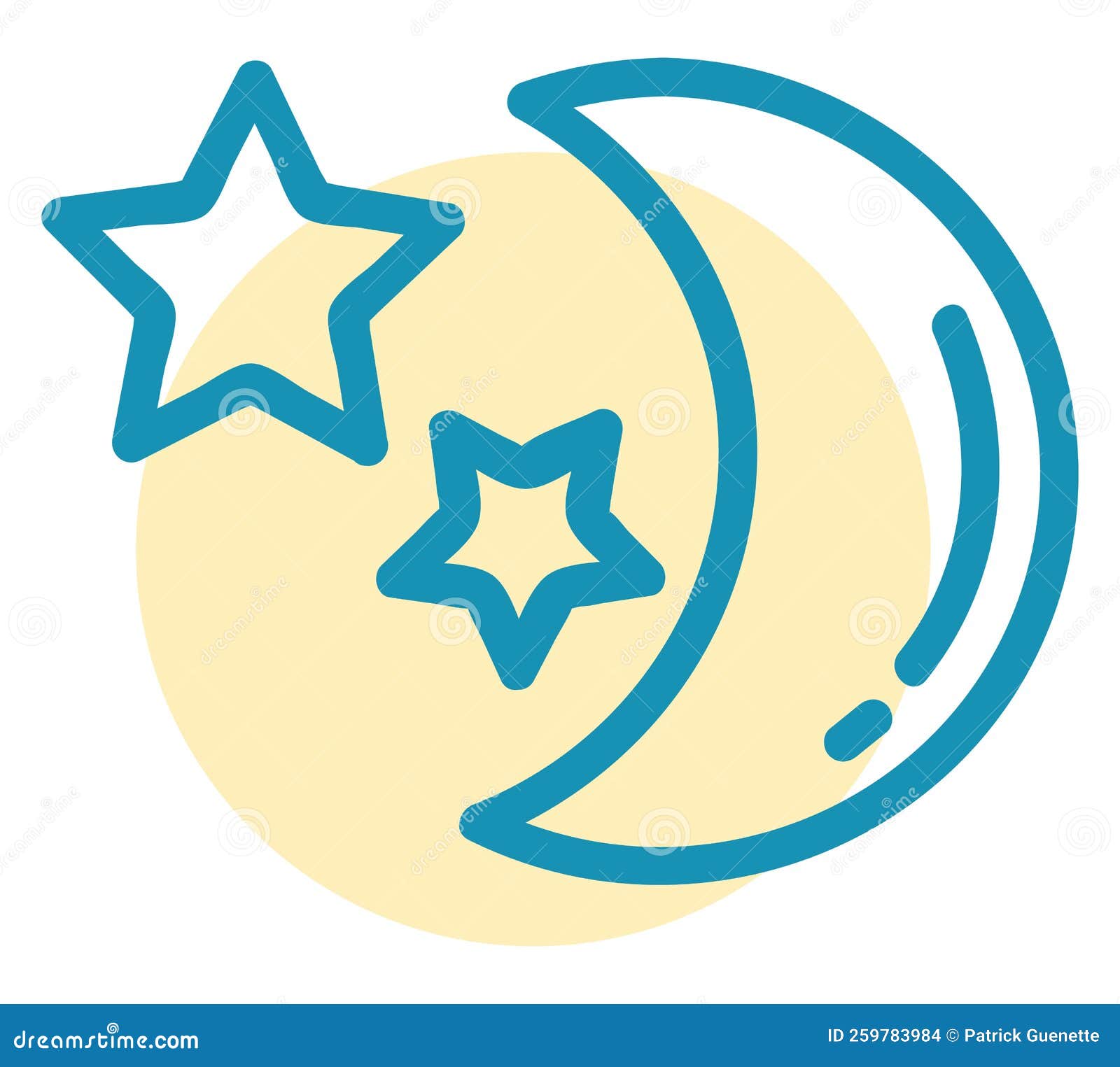 Moon and stars, icon stock vector. Illustration of print - 259783984