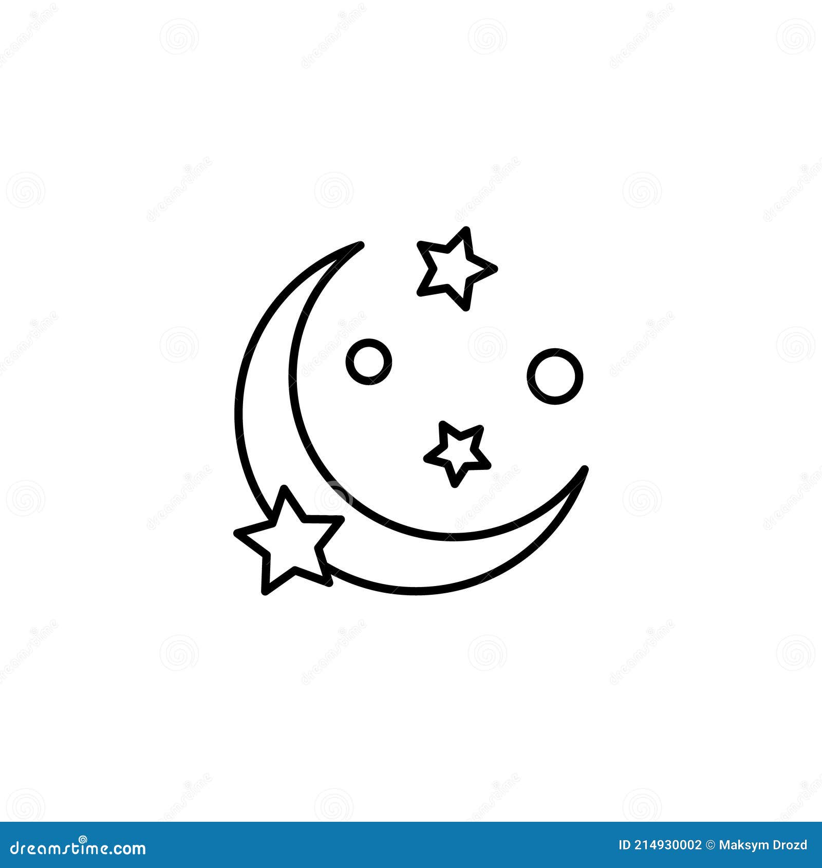 Moon and Stars Line Icon on Background. Stock Illustration ...