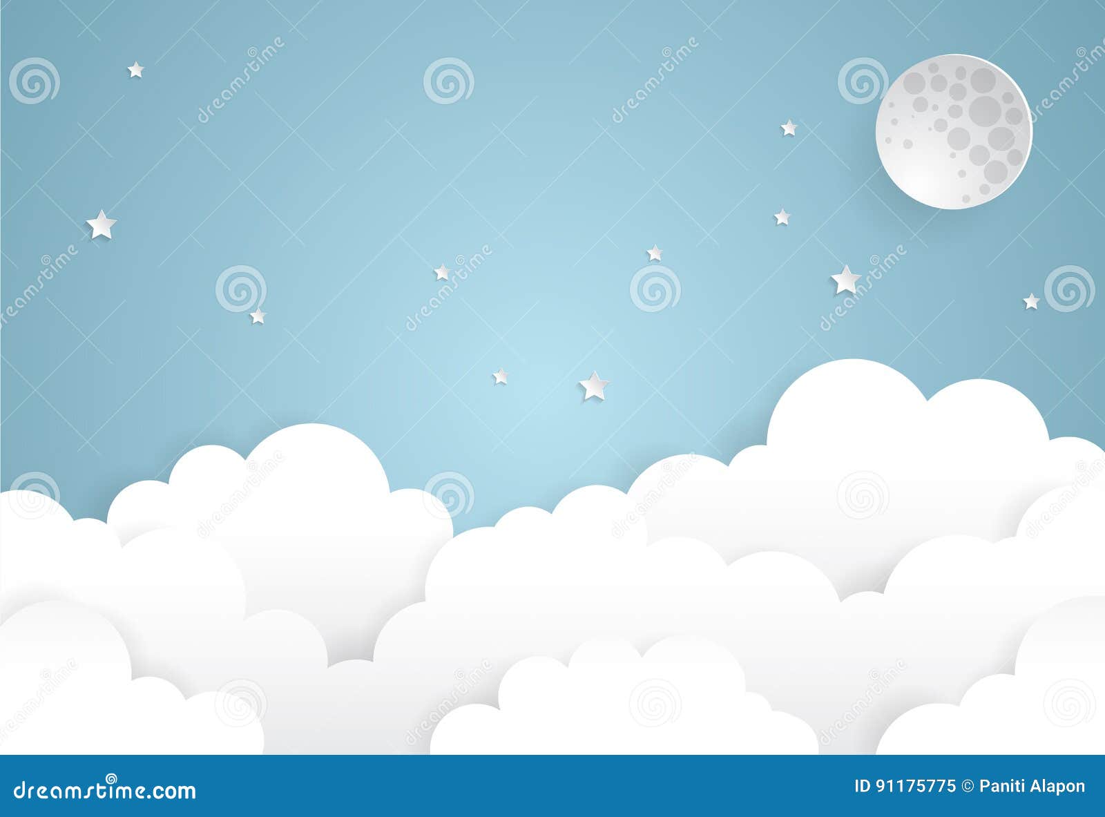 Moon and stars in midnight stock vector. Illustration of painting ...