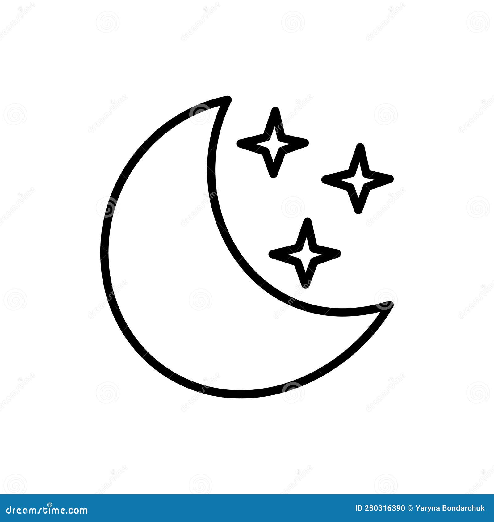 Moon and Stars Outline Icon. Editable Stroke Stock Vector ...