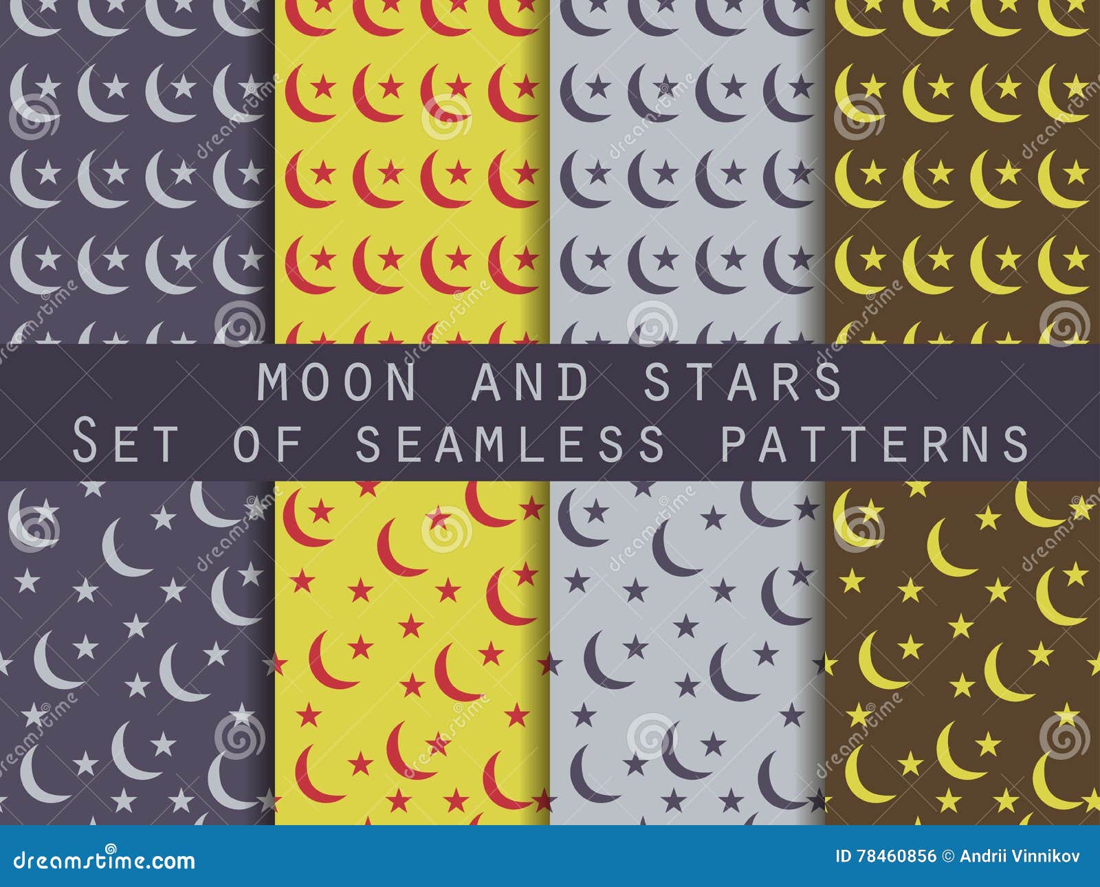 Moon and Stars. Set Seamless Patterns the Pattern for Wallpaper, Bed ...