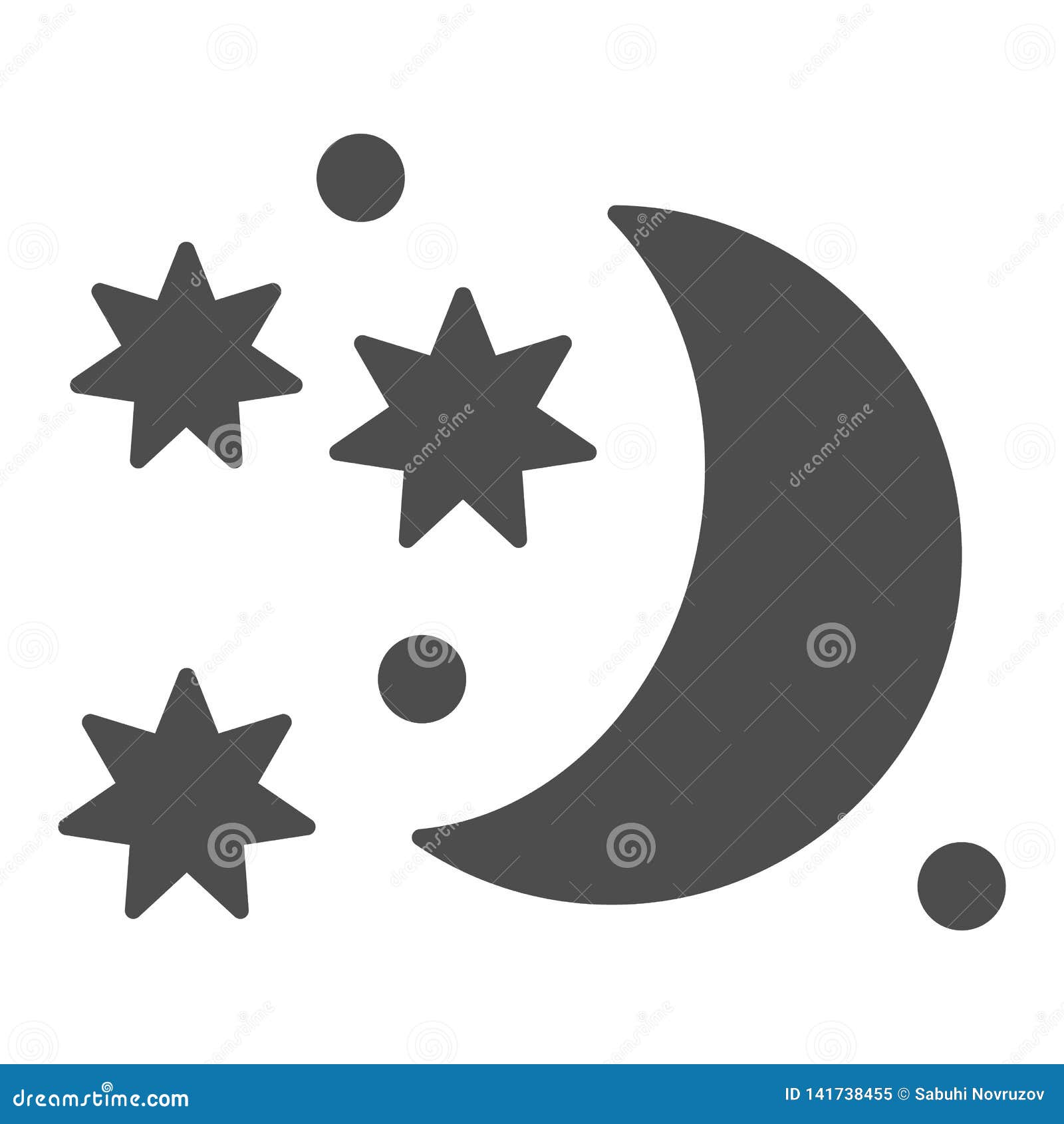 Moon and Stars Solid Icon. Night Sky Vector Illustration Isolated on ...