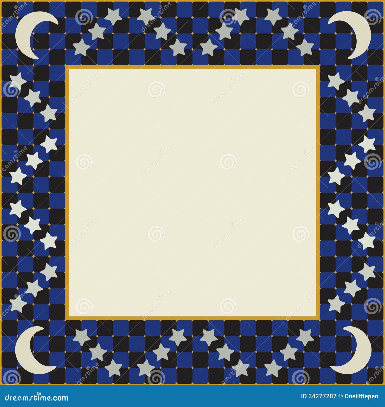 Moon and Stars Square Frame Stock Vector - Illustration of ornamental ...