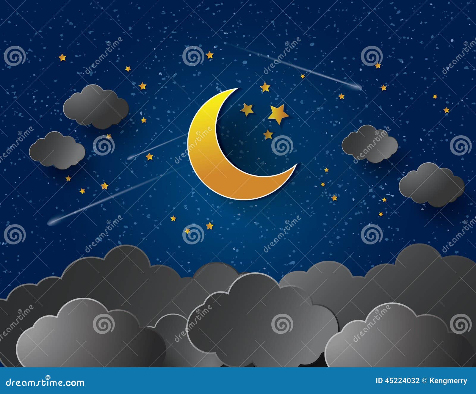 Moon and stars. stock vector. Illustration of design - 45224032