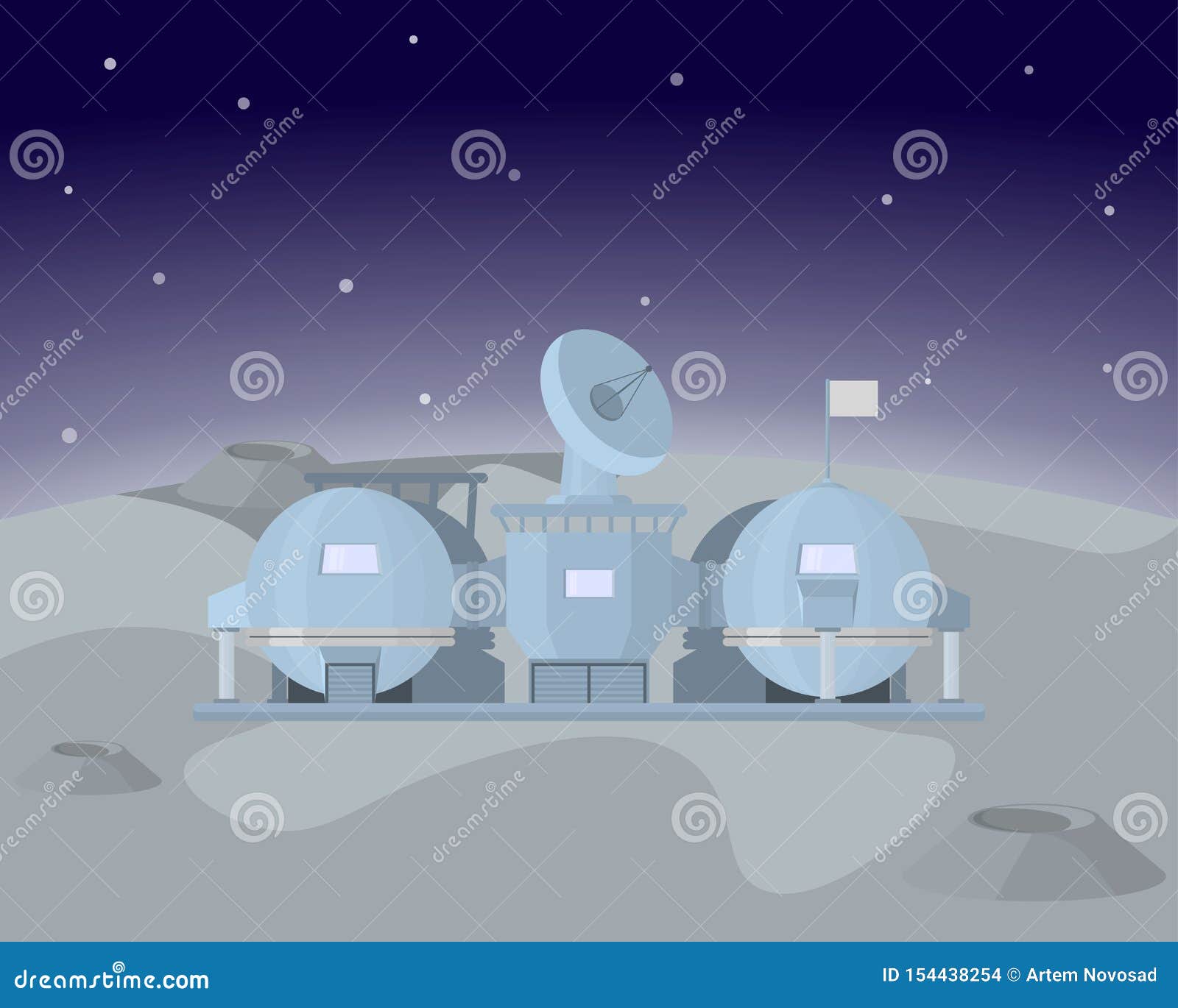 Moon Station. Vector Illustration Of A Research Station For The ...