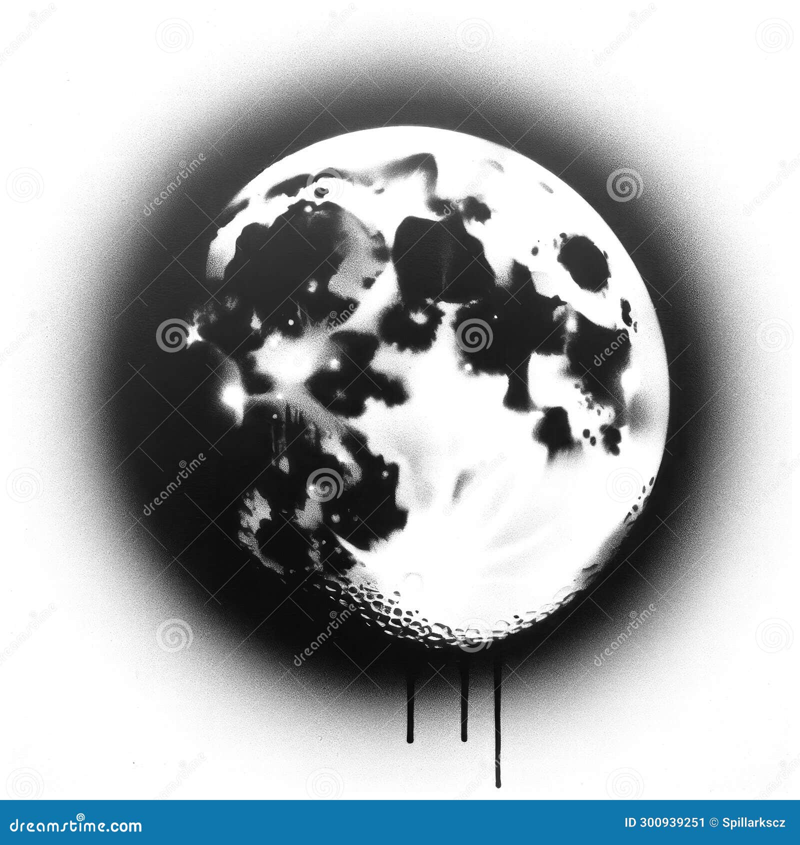 The Moon in Stencil-art Style,black and White Stock Illustration ...