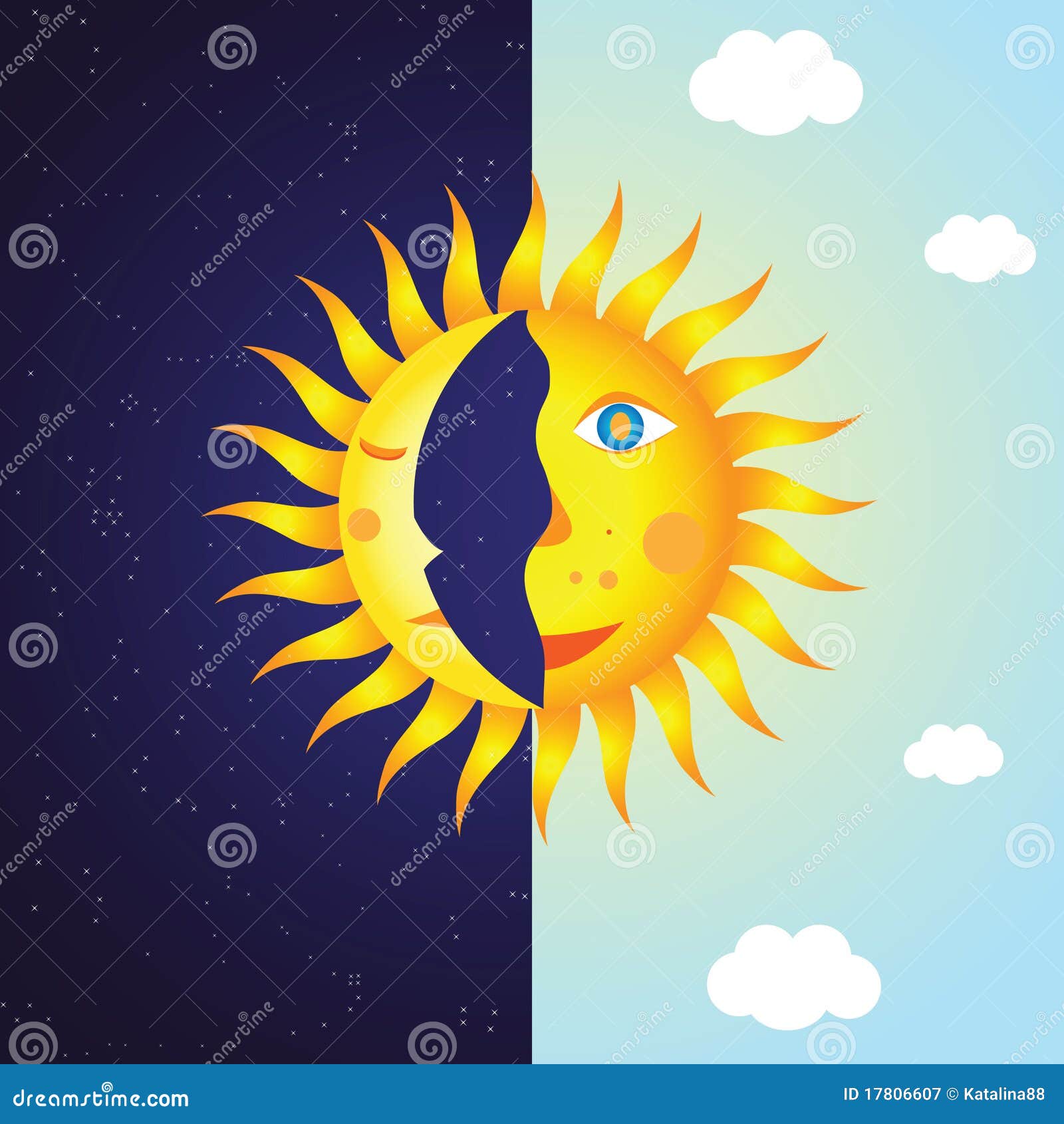 Moon and sun stock vector. Illustration of astronomy - 17806607