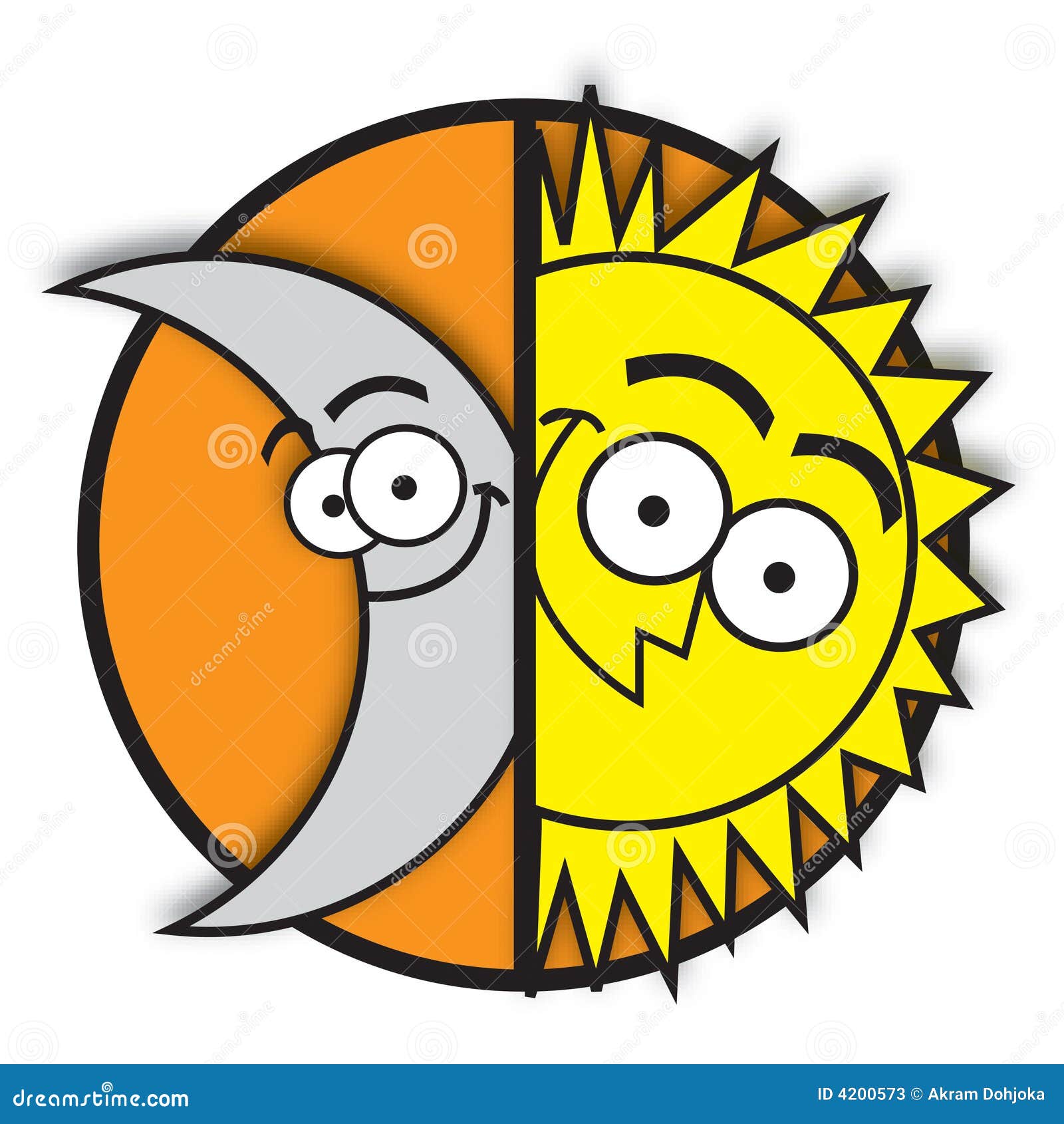 Moon & sun stock vector. Illustration of moon, yellow - 4200573