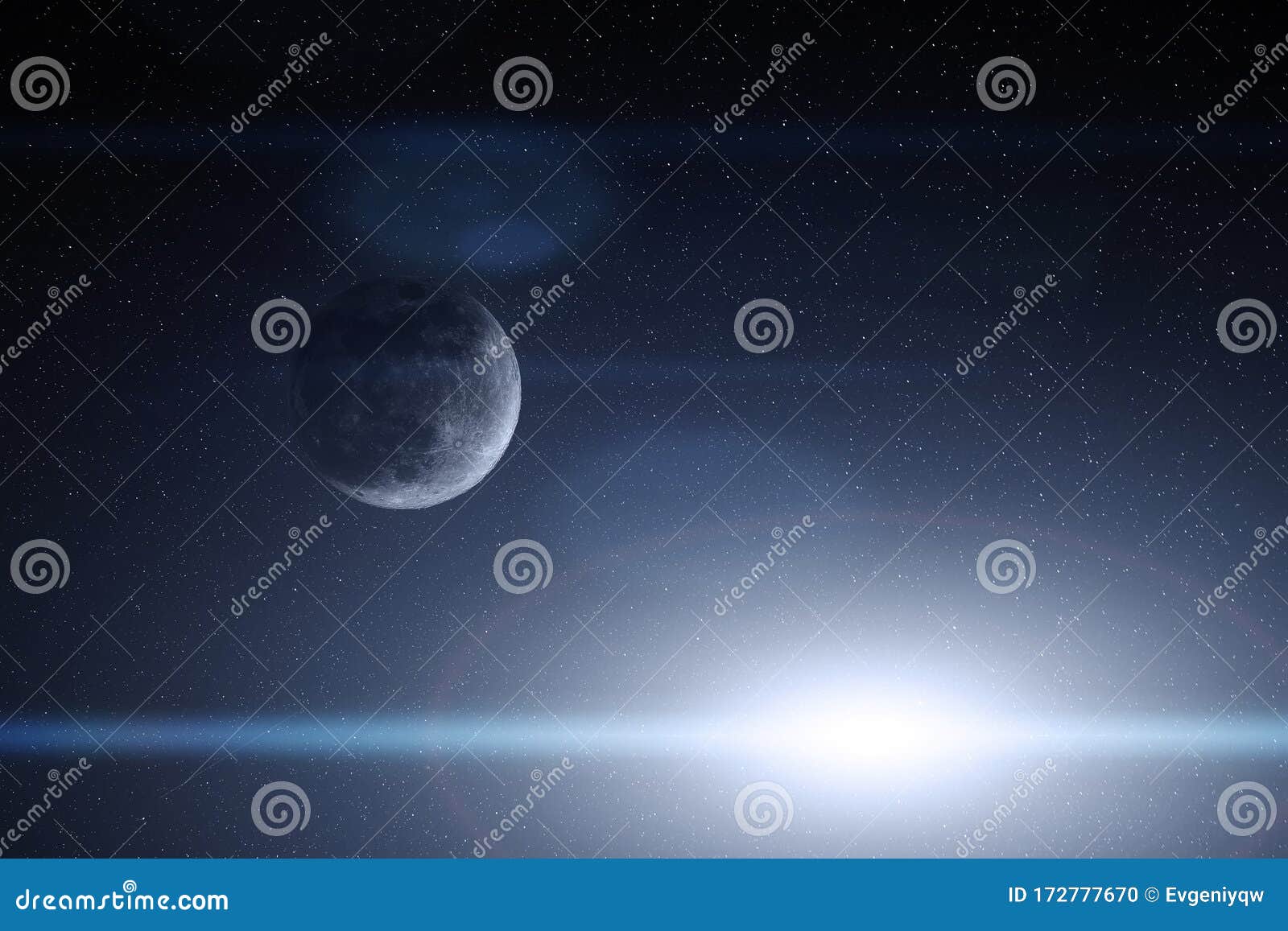 Moon and Sun on the Starry Sky Stock Photo - Image of science, light ...