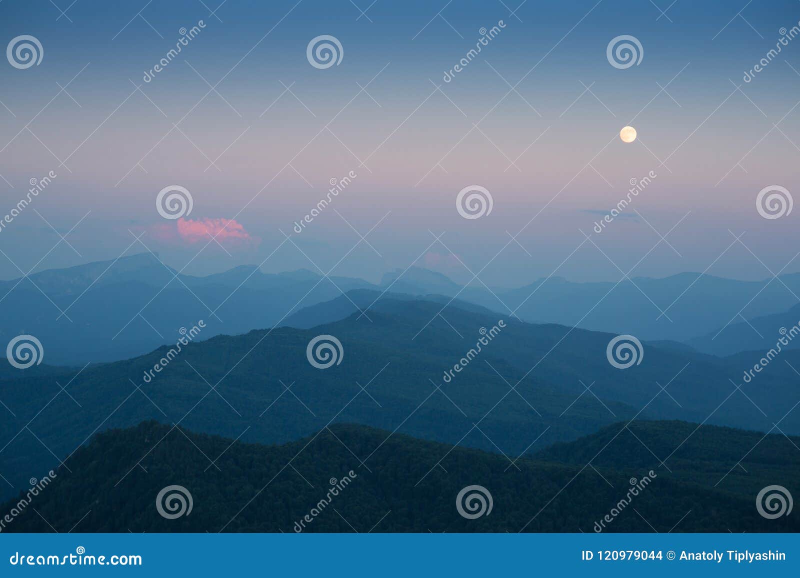 Moon at Sunset in Mountains Stock Photo - Image of horizon, light ...