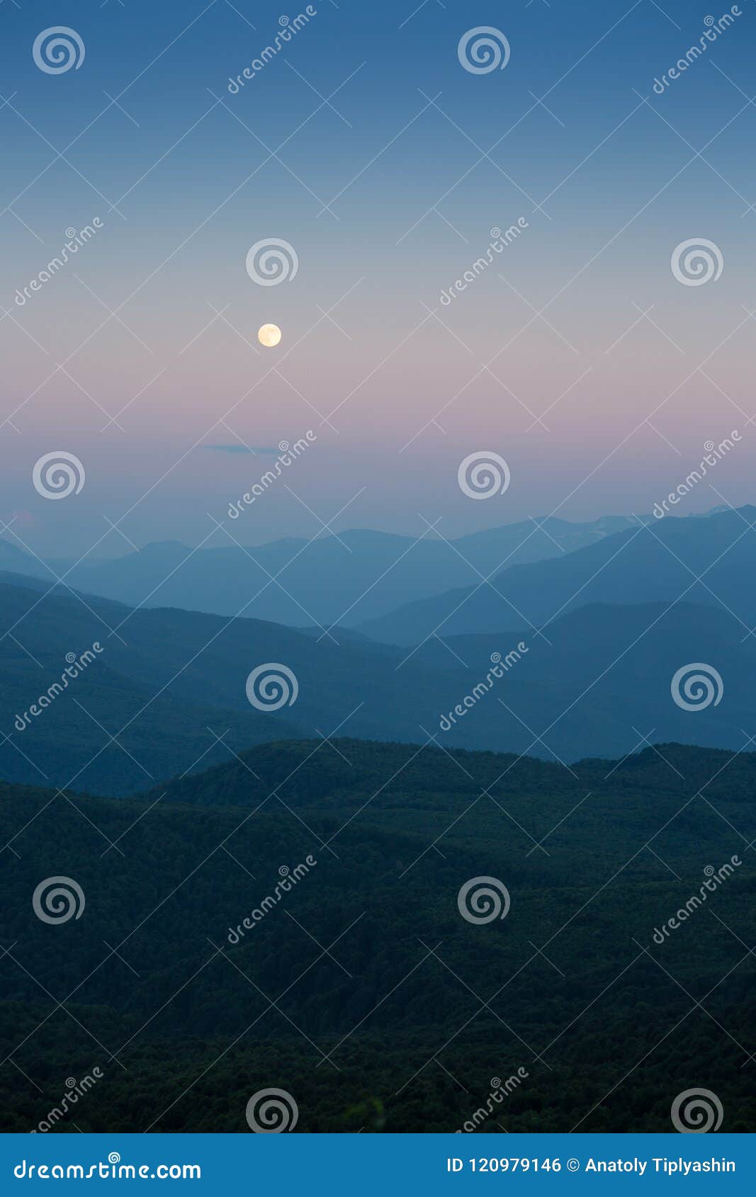 Moon at Sunset in Mountains Stock Photo - Image of horizon, clear ...