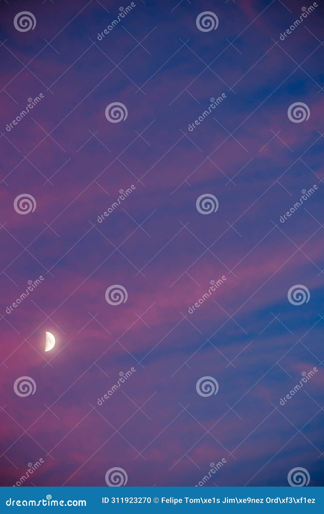 Moon at Sunset between Pink Clouds in Alhambra Stock Photo - Image of ...