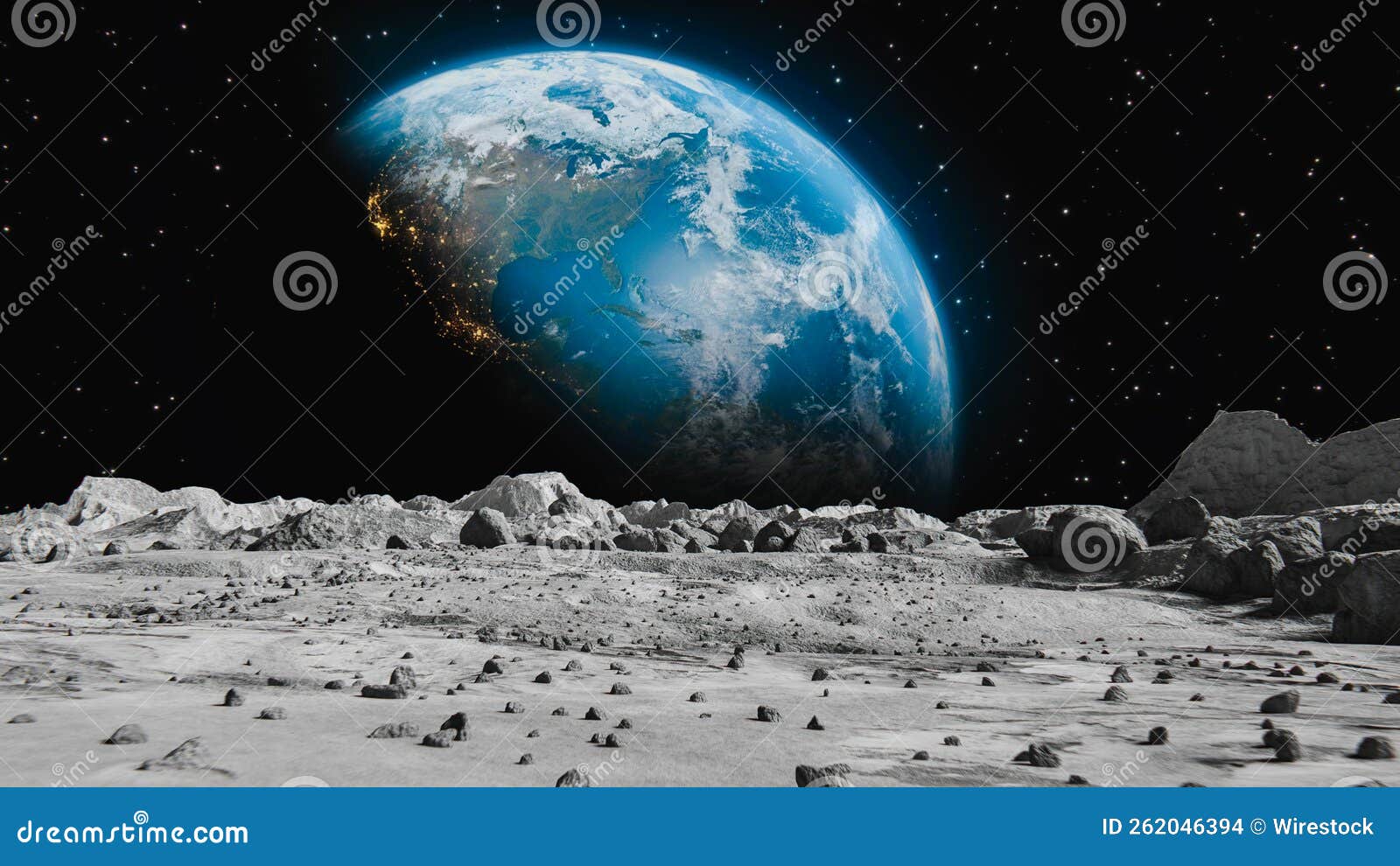 Moon Surface and a Big Planet Background Stock Photo - Image of nature ...