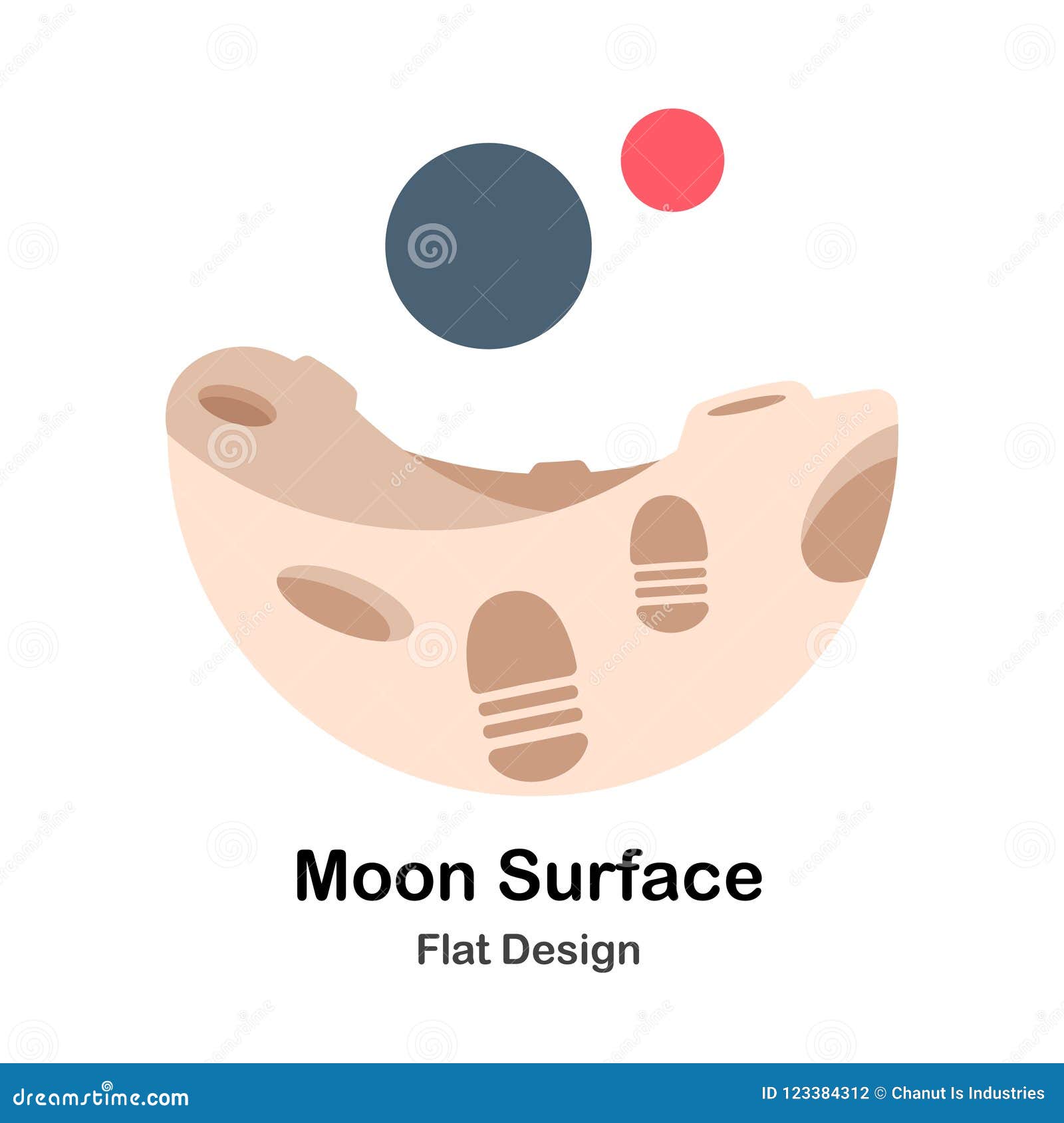 Moon Surface Flat Illustration Stock Vector - Illustration of earth ...