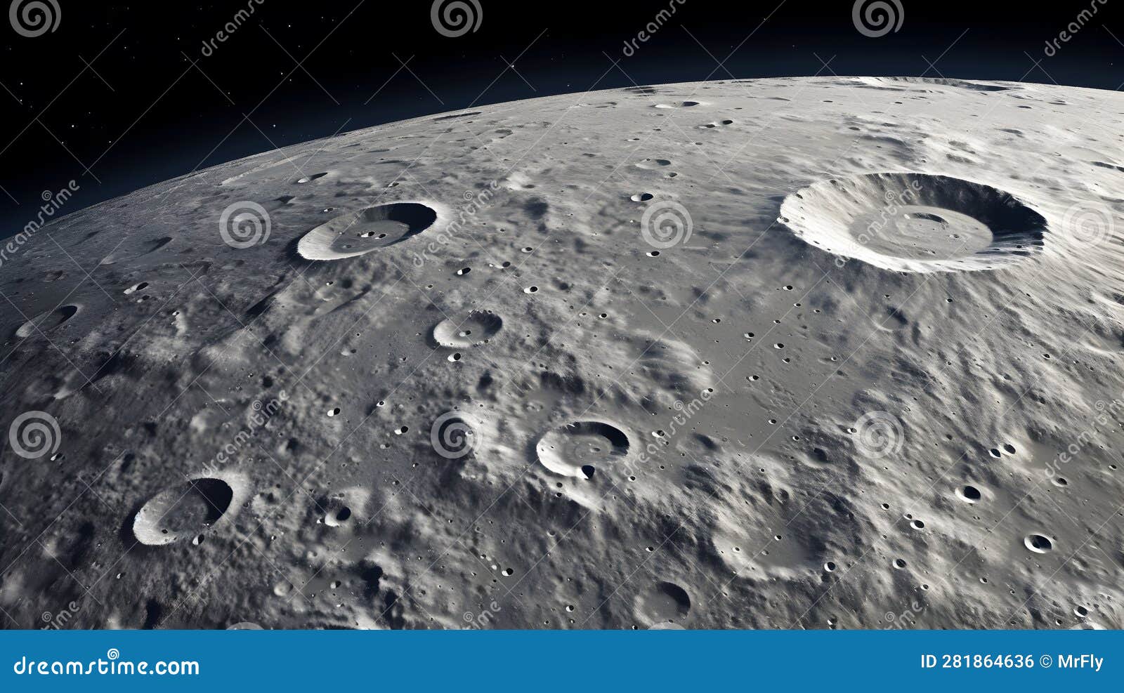 Moon Surface with Huge Craters Up Close Stock Illustration ...