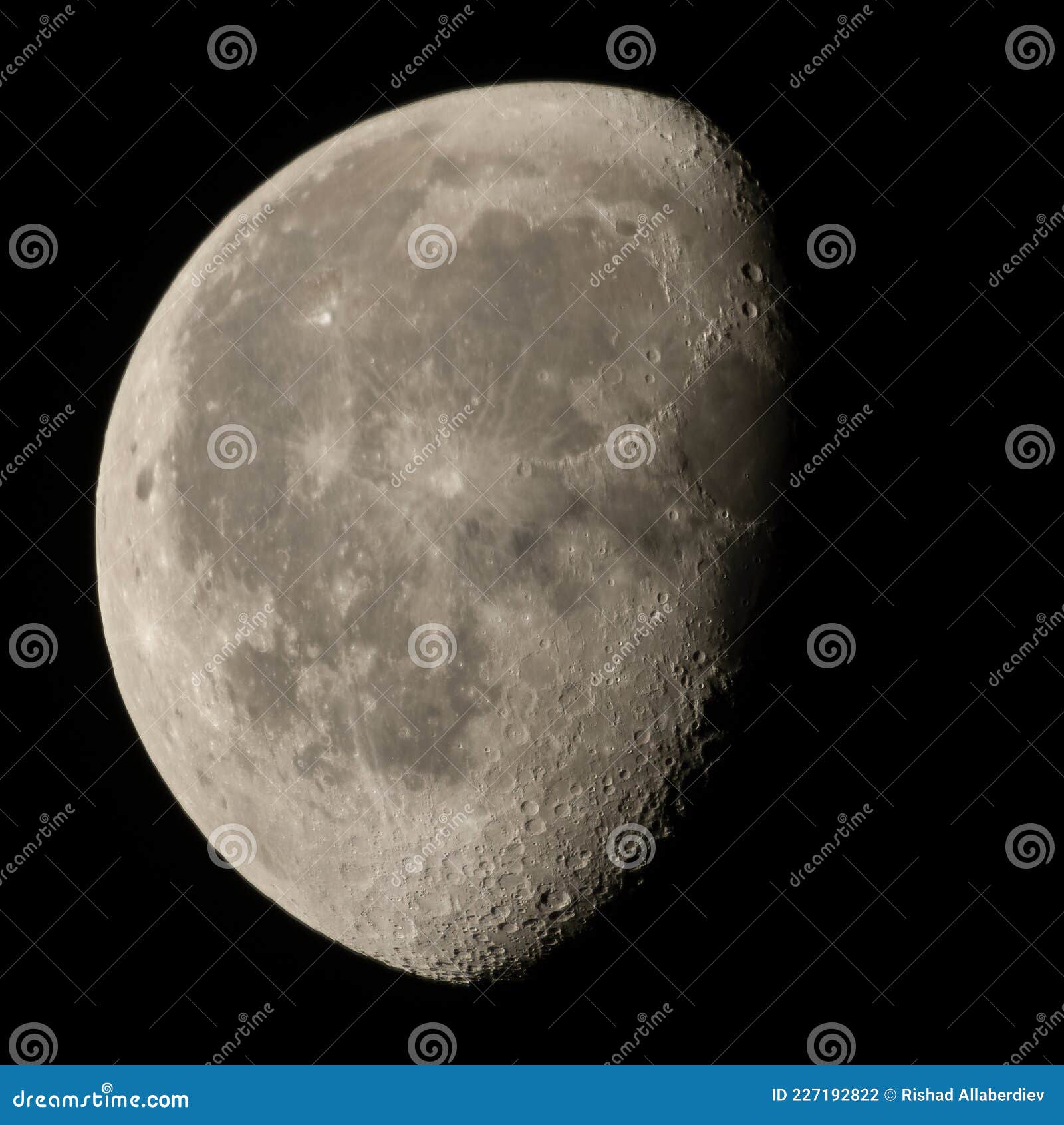 Moon Surface, 70 Percent Illumination of Lunar Disk Stock Photo - Image ...