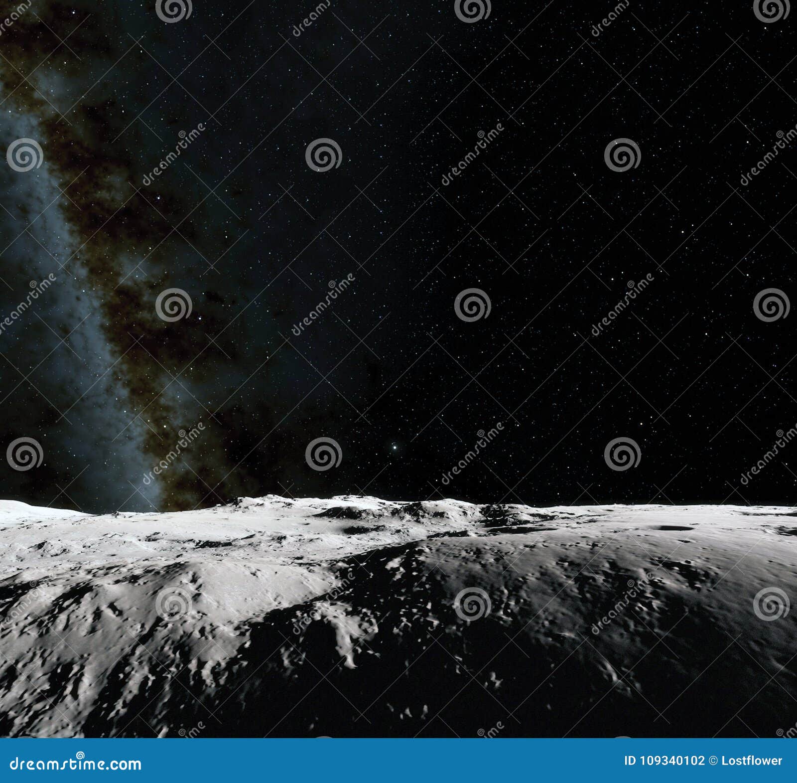 Moon Surface. Realistic 3d Render of Moon and Space. Space and Planet ...