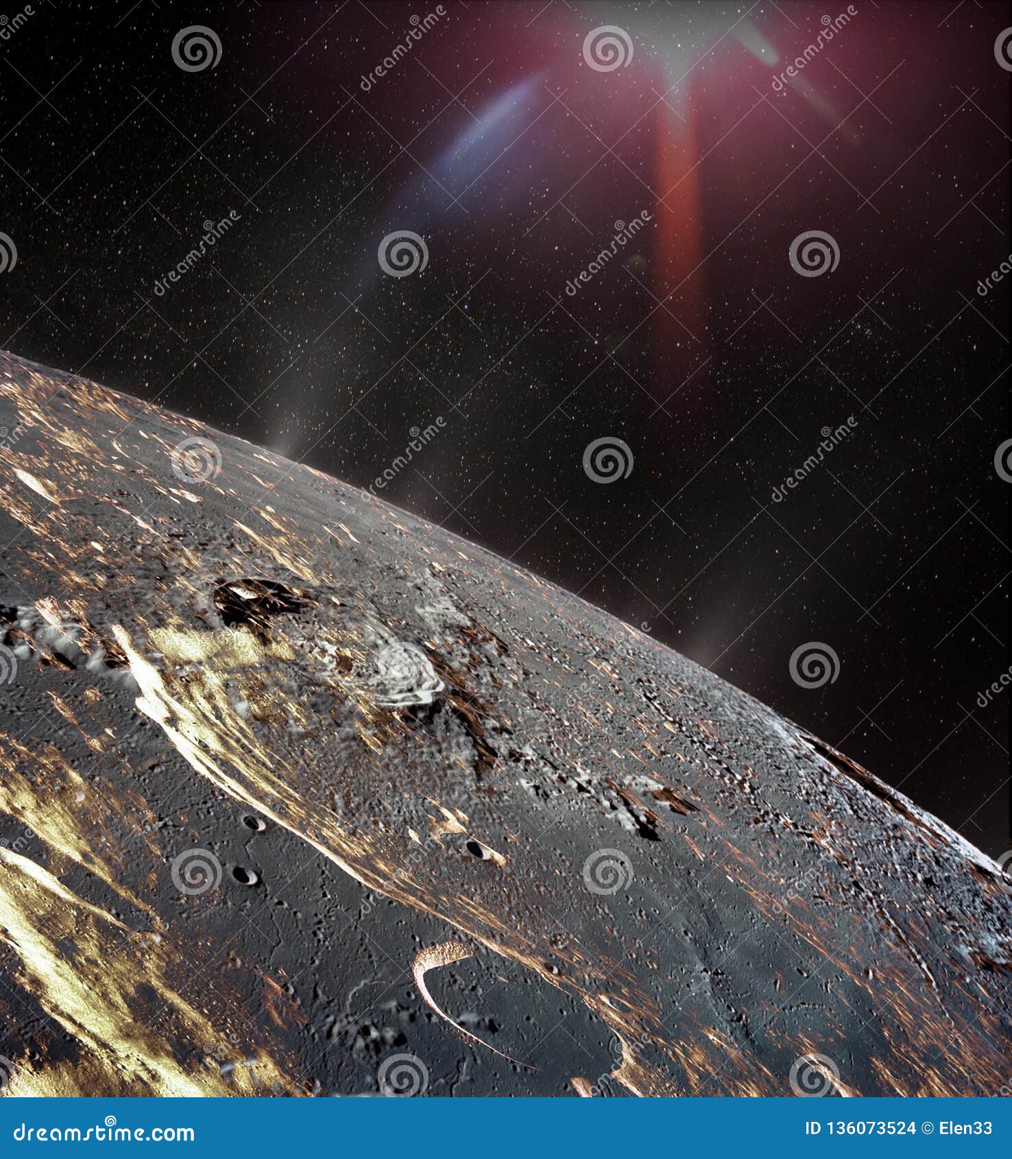 Moon Surface Solar Lens Flare. Stock Photo - Image of nebula, cosmos ...