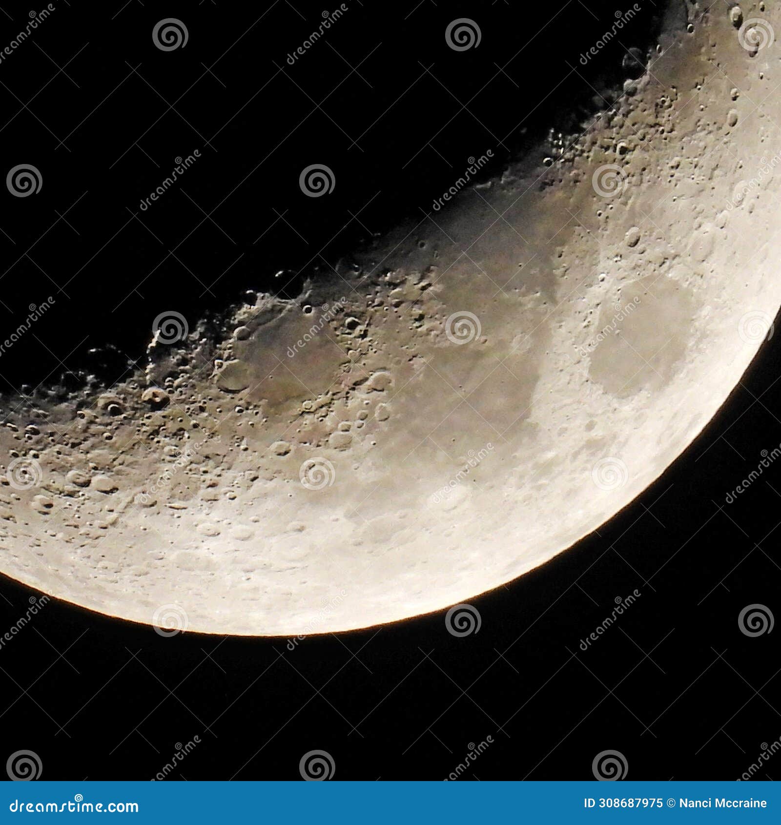 Moon Terminator Line with Detailed Visible Central Area Stock Image ...