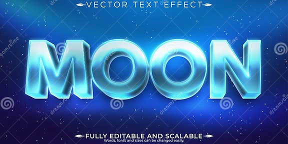 Moon Text Effect, Editable Metallic and Space Text Style Stock Vector ...