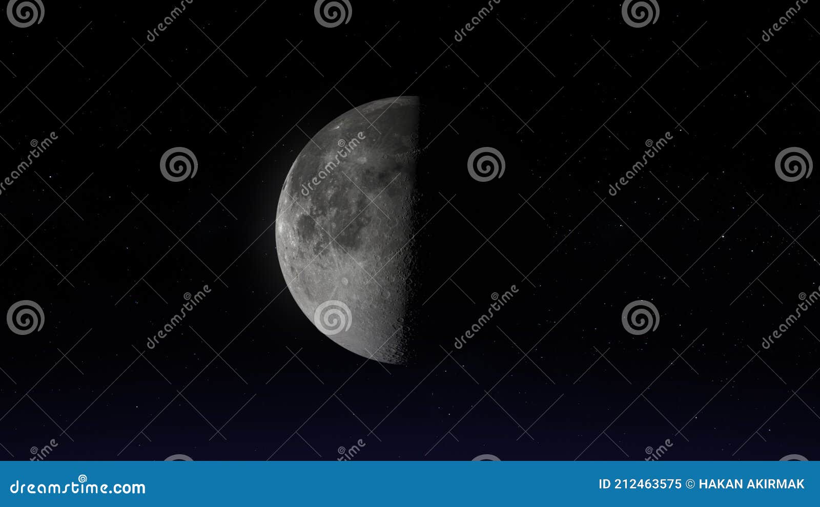 The Moon in Third Quarter Phase. Stock Illustration - Illustration of ...