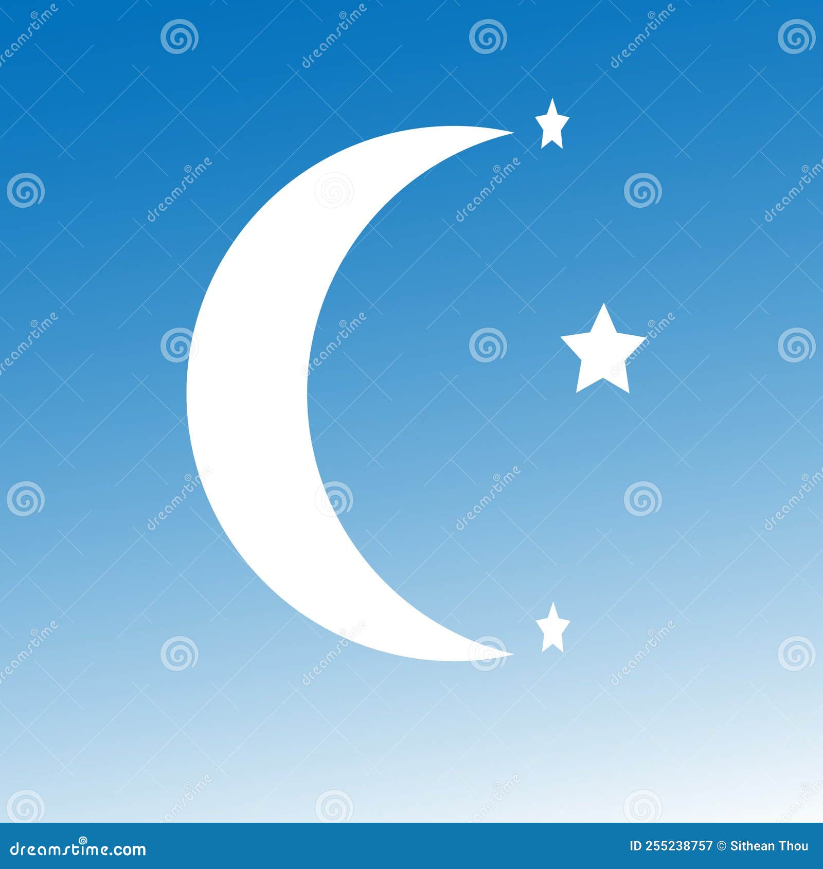 Moon Night Cartoon with Three Stars in the Sky. Stock Illustration ...