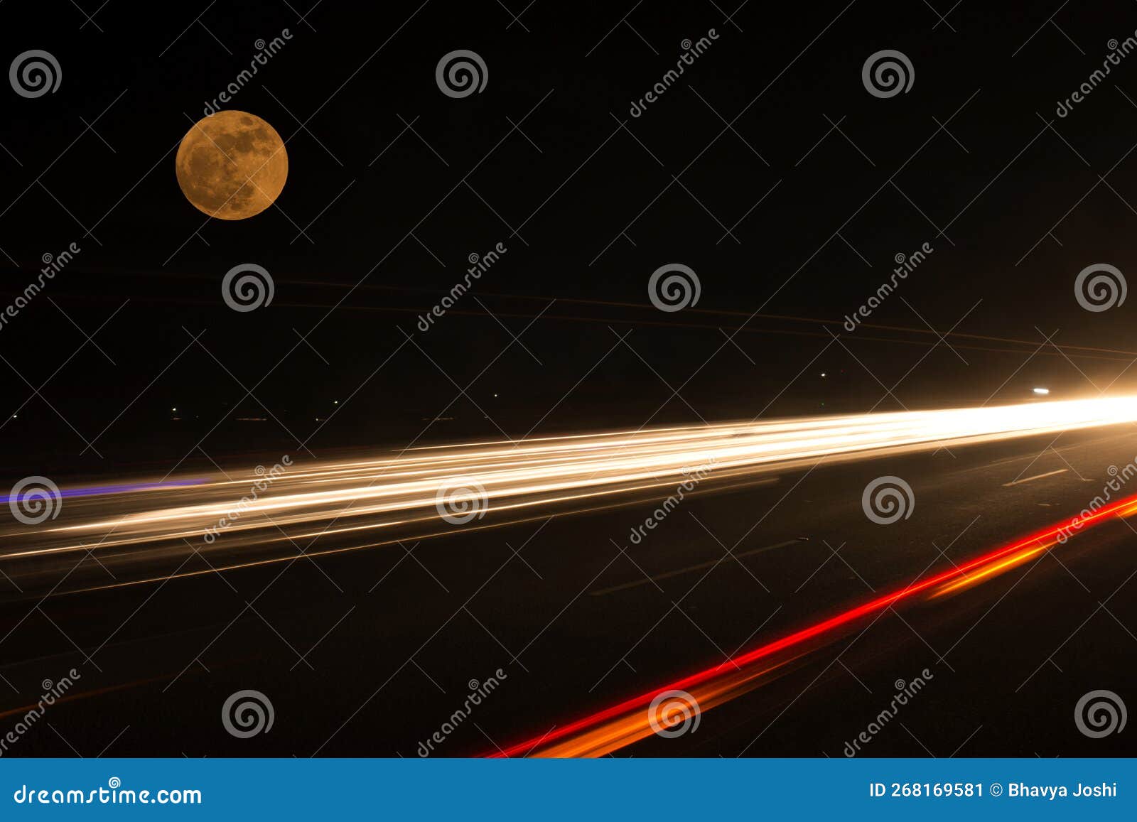 Moon and Traffic in city stock image. Image of asia - 268169581