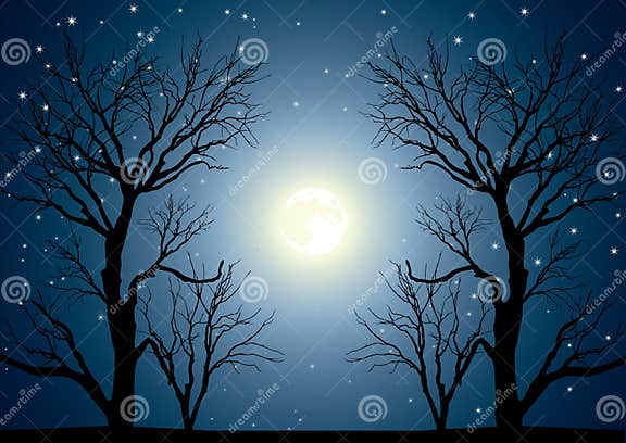 Moon trees stock vector. Illustration of dark, branches - 2757751