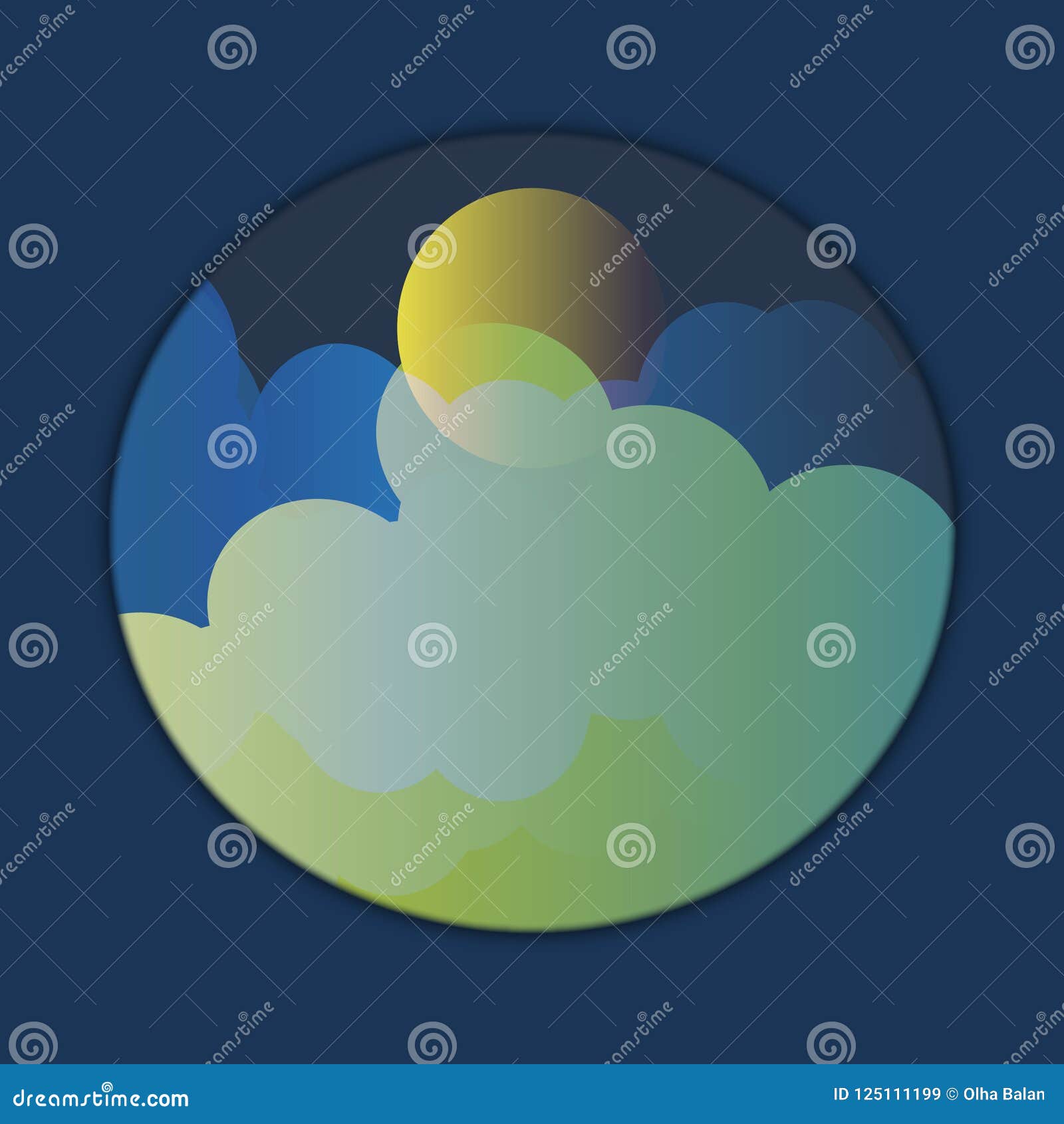 Moon Under Clouds Vector Design Stock Illustration - Illustration of ...