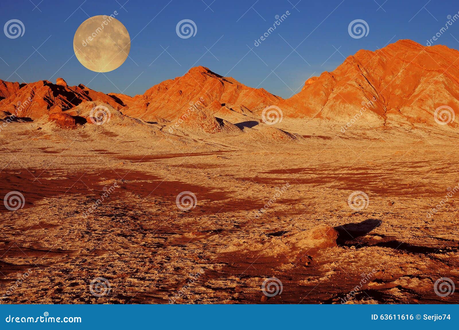 Moon Valley in Atacama Desert Stock Photo - Image of erosion, evening ...