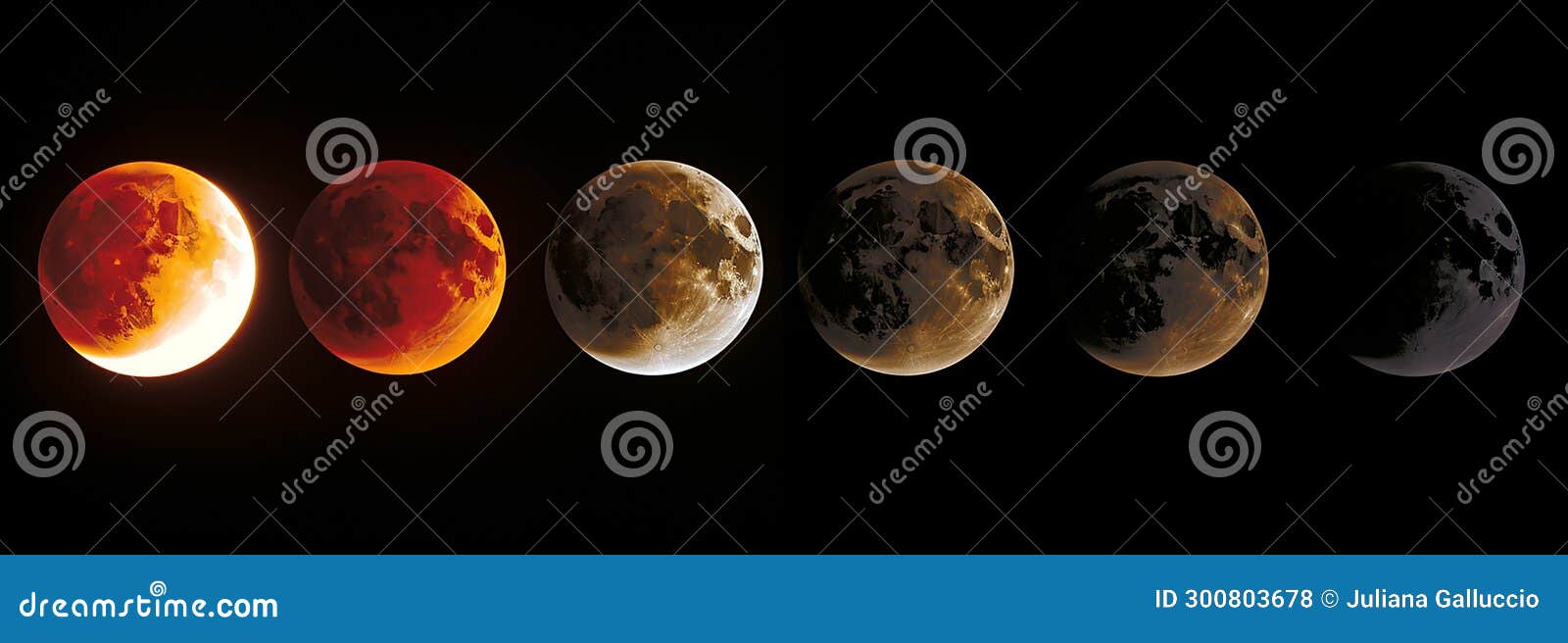 Moon in Various Phases and Colors Stock Photo - Image of exploration ...