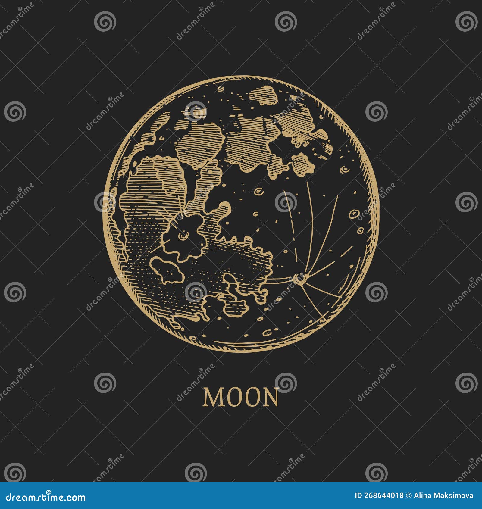 Full Moon Hand Drawing Sketch Stock Vector - Illustration of drawing ...