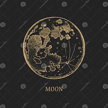 Full Moon Hand Drawing Sketch Stock Vector - Illustration of drawing ...