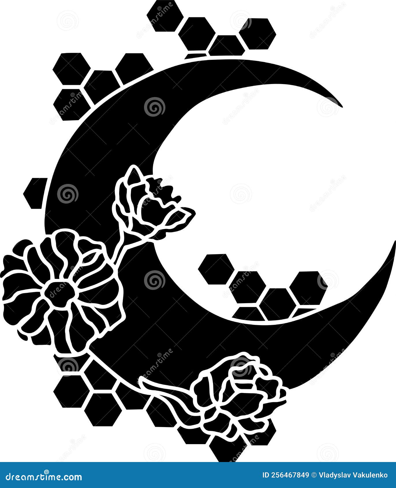 Moon Vector Stencil, Black and White Stock Vector - Illustration of group, pattern: 256467849