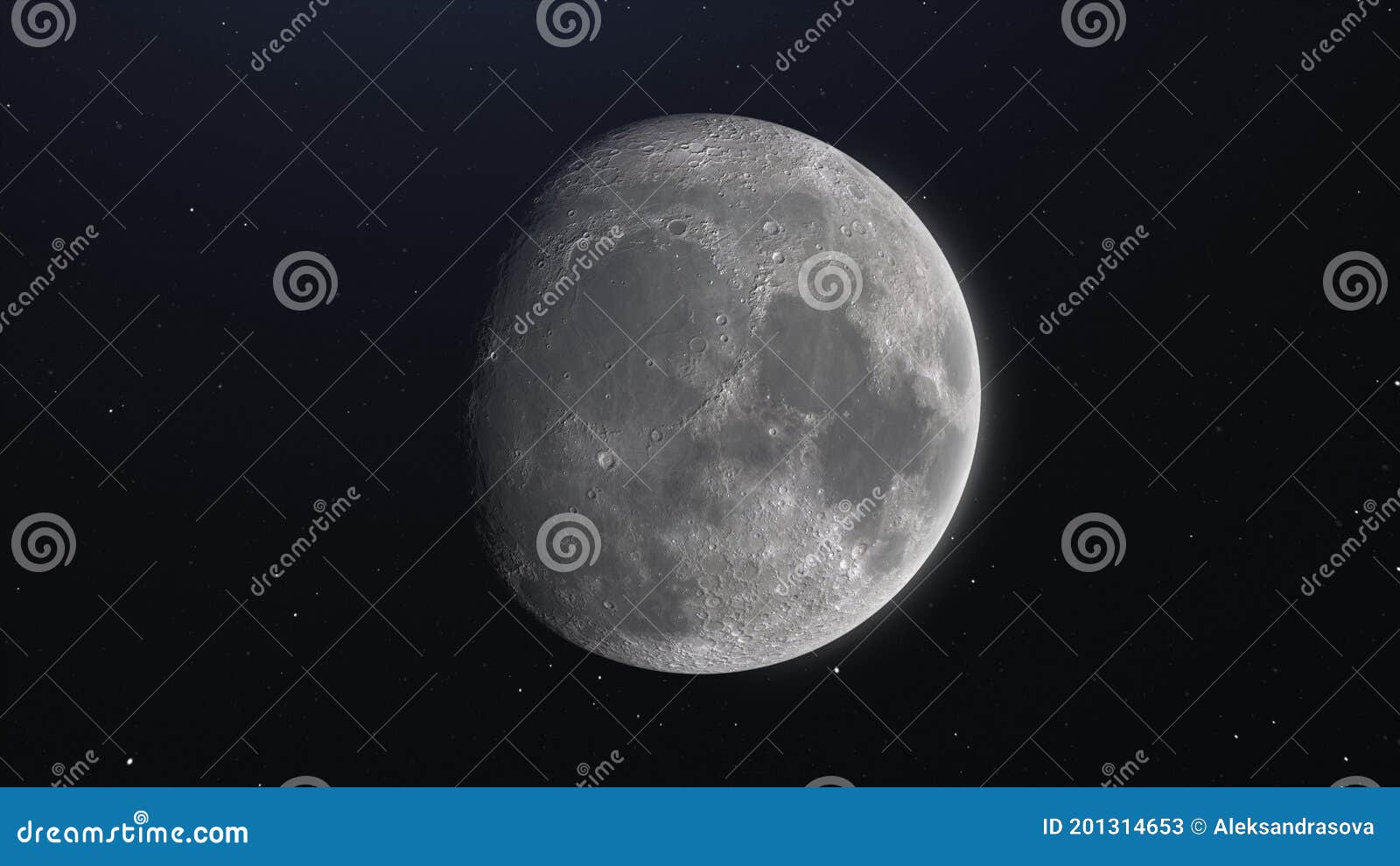 The Moon View. Earth`s Natural Satellite from Space in a Star Field ...