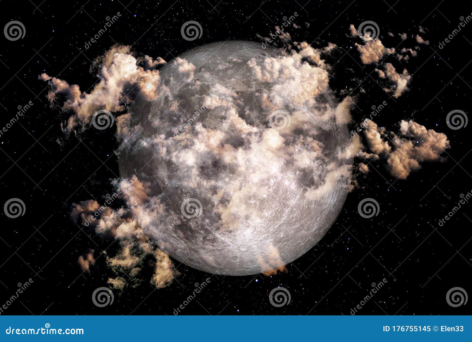 Moon Visible through the Clouds. Stock Image - Image of dark, majestic ...