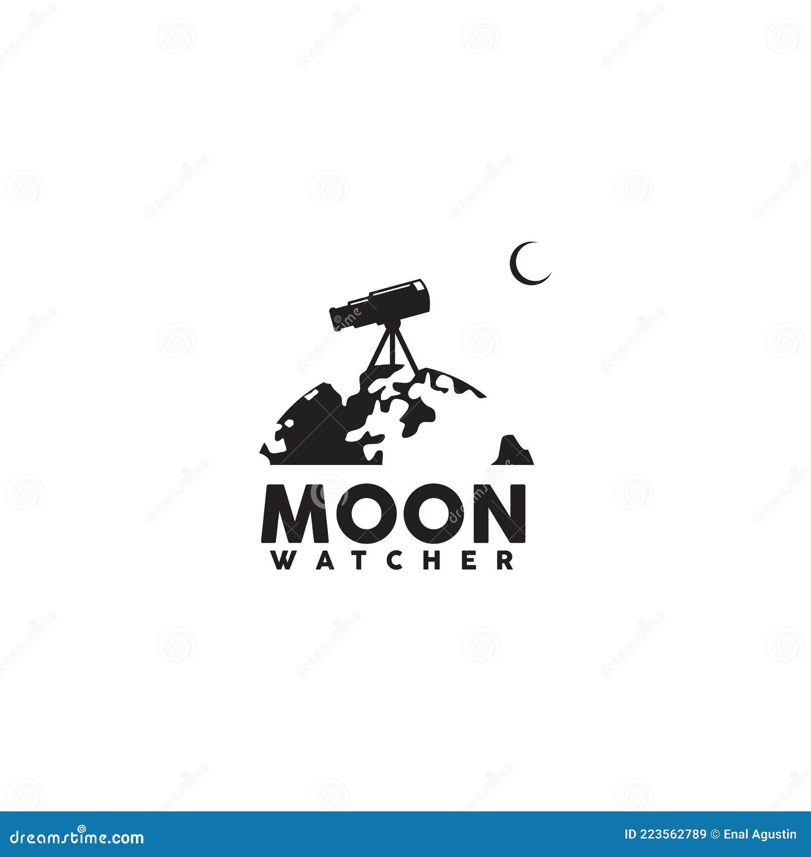 Moon Watcher Logo Design Template Stock Vector - Illustration of ...
