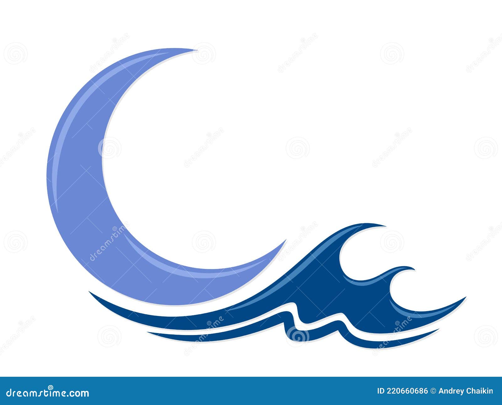 The Moon and wave symbol. stock vector. Illustration of template ...