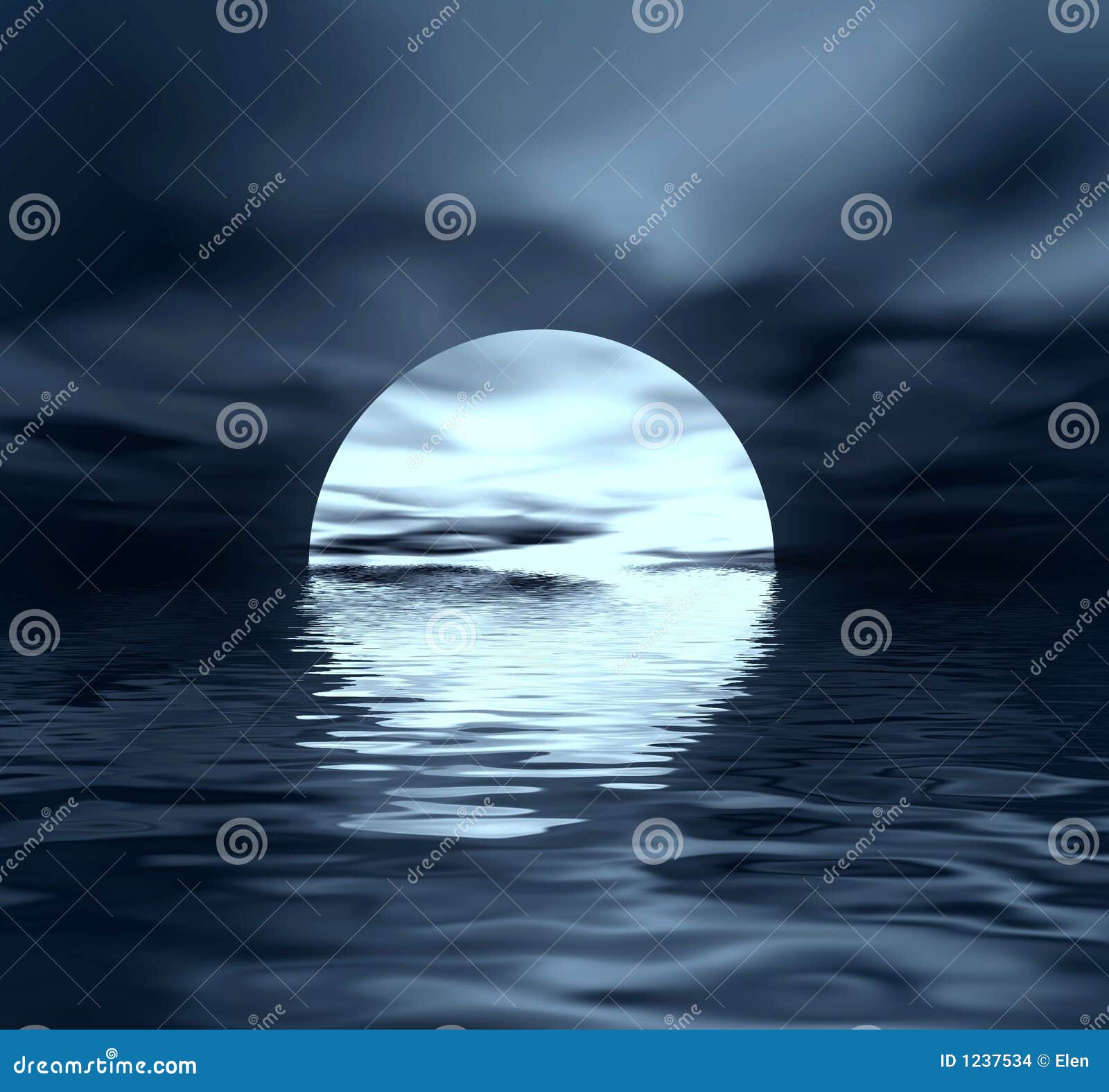 Moon and waves stock illustration. Illustration of clouds - 1237534