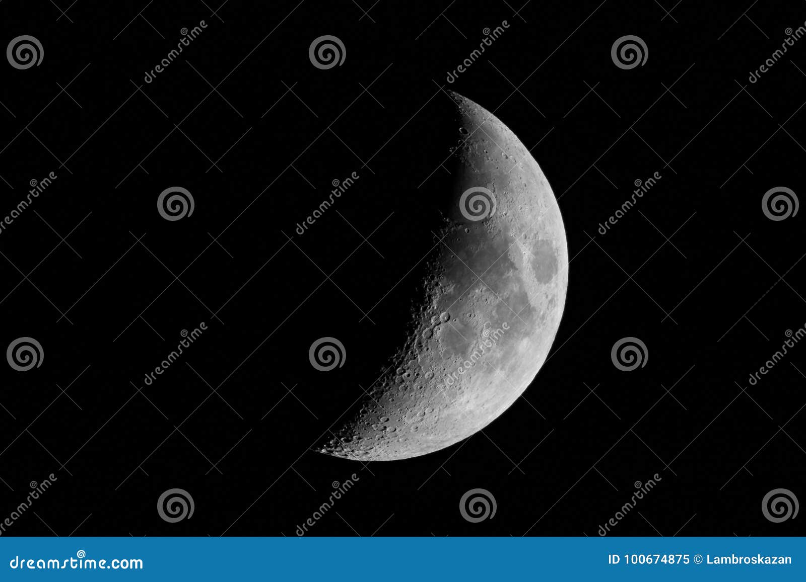 Moon, Waxing Crescent Phase Stock Image - Image of phase, nighttime ...