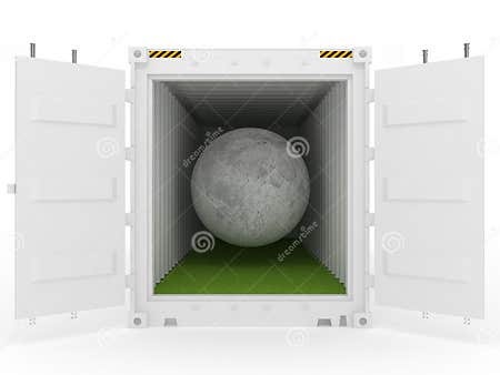 Moon in White Cargo Container with Grass Stock Illustration ...