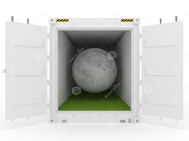 Moon in White Cargo Container with Grass Stock Illustration ...