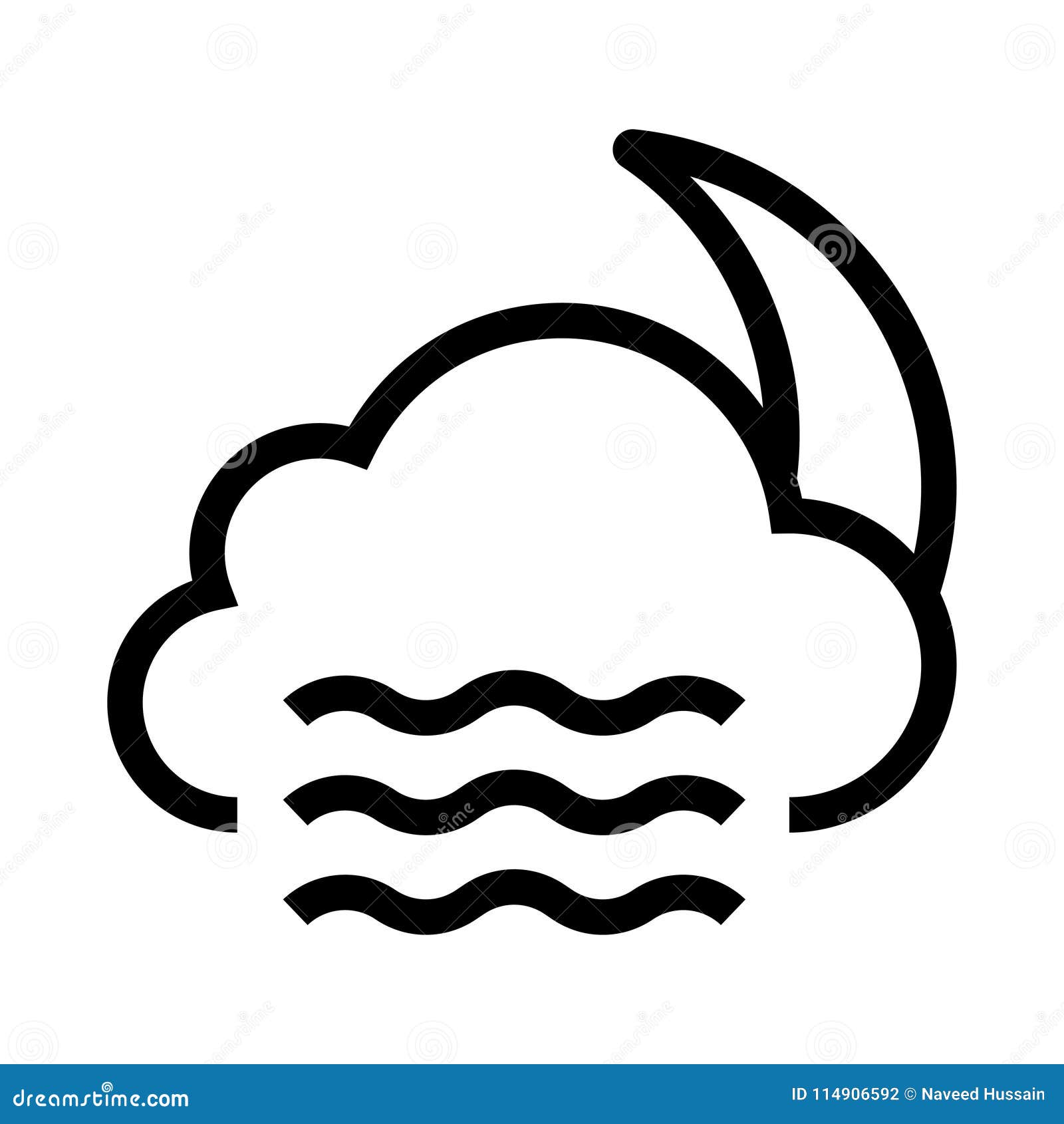 Moon wind vector line icon stock vector. Illustration of design - 114906592