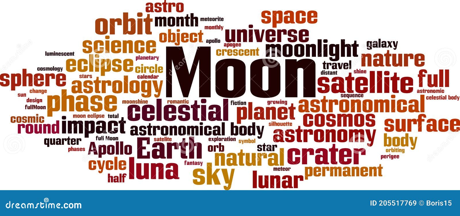 Moon word cloud stock vector. Illustration of astronomical - 205517769